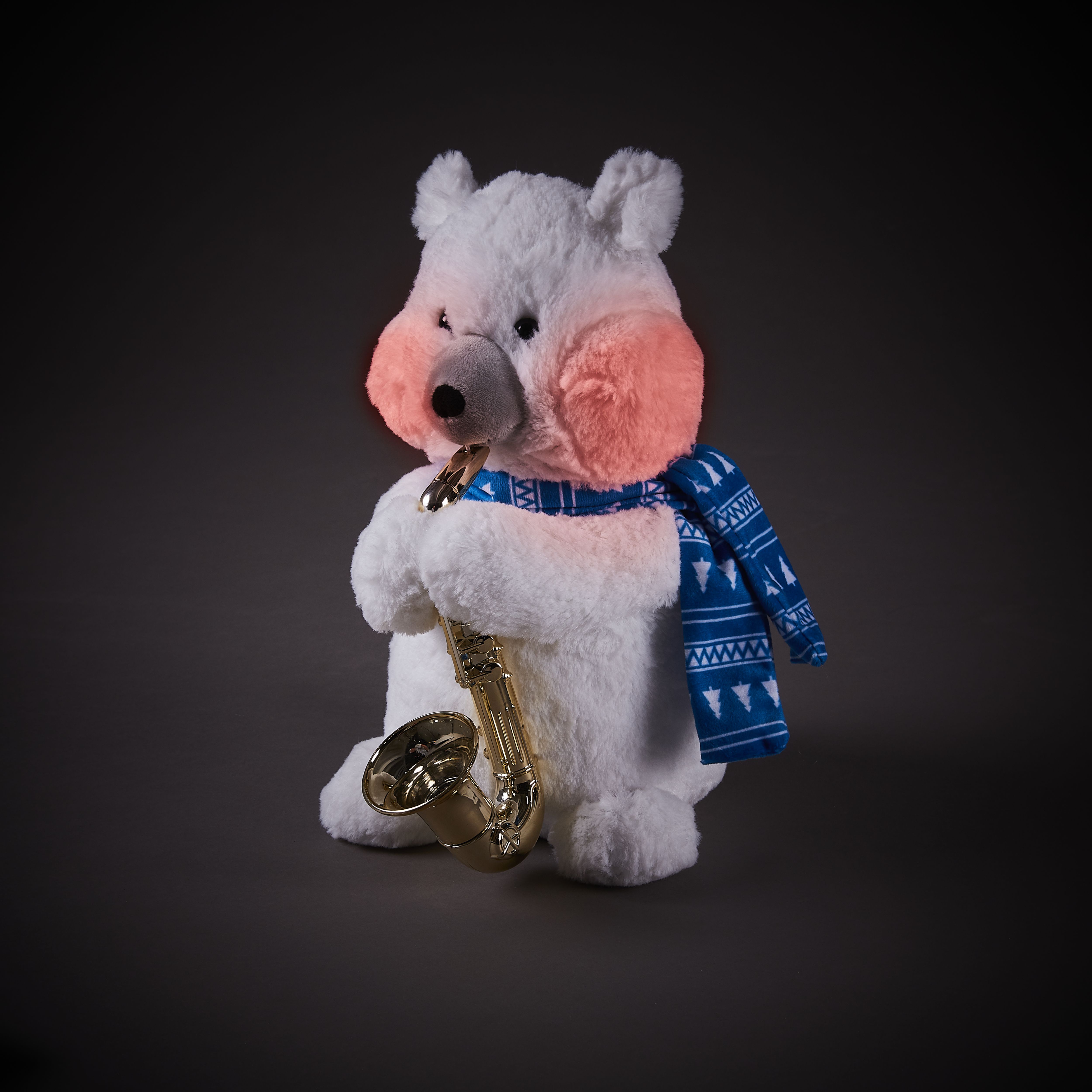 Battery-powered Body swaying Musical Saxophone Polar Bear character