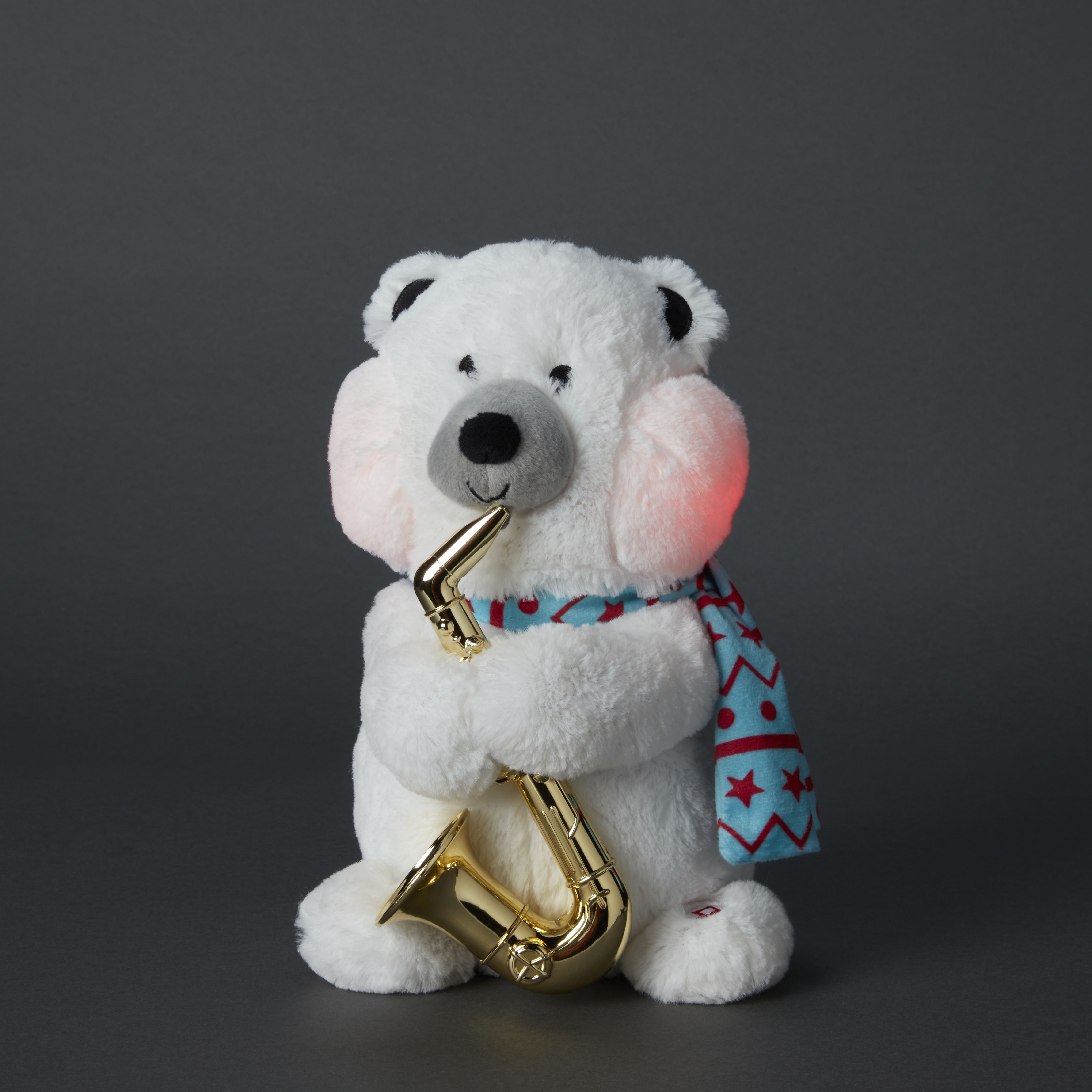 Battery-powered Body swaying Musical Saxophone Polar Bear character