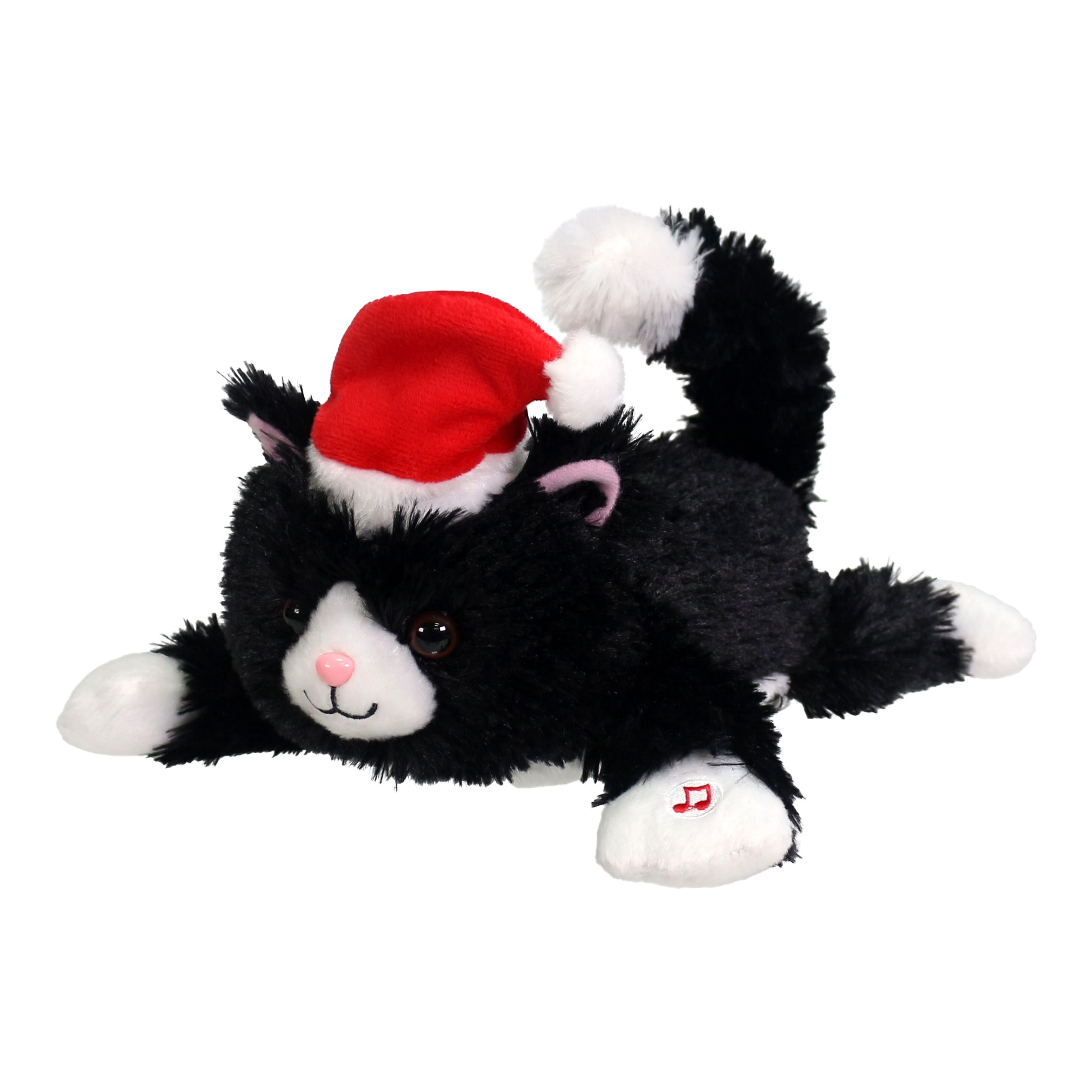 Battery-powered Roll over & sings Black & White Cat character