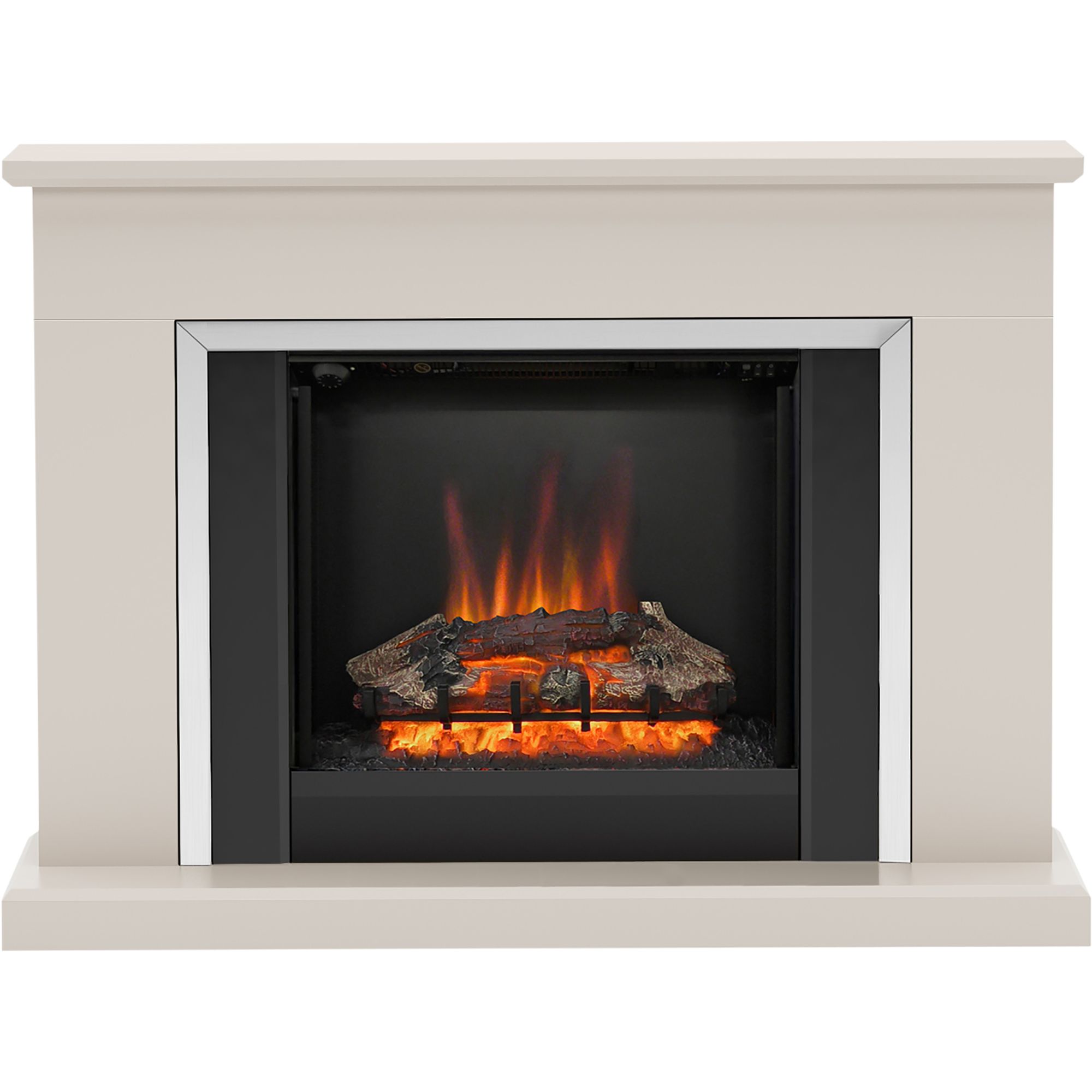 Be Modern Ashburnham Black Chrome effect Electric Fire suite | DIY at B&Q