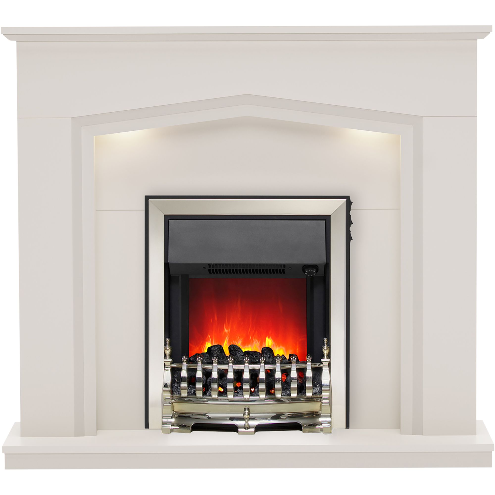 Be Modern Beauport Cashmere Chrome effect Freestanding Electric Fire suite