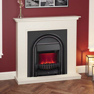 Be Modern Colville Soft white & anthracite Freestanding Electric Fire suite