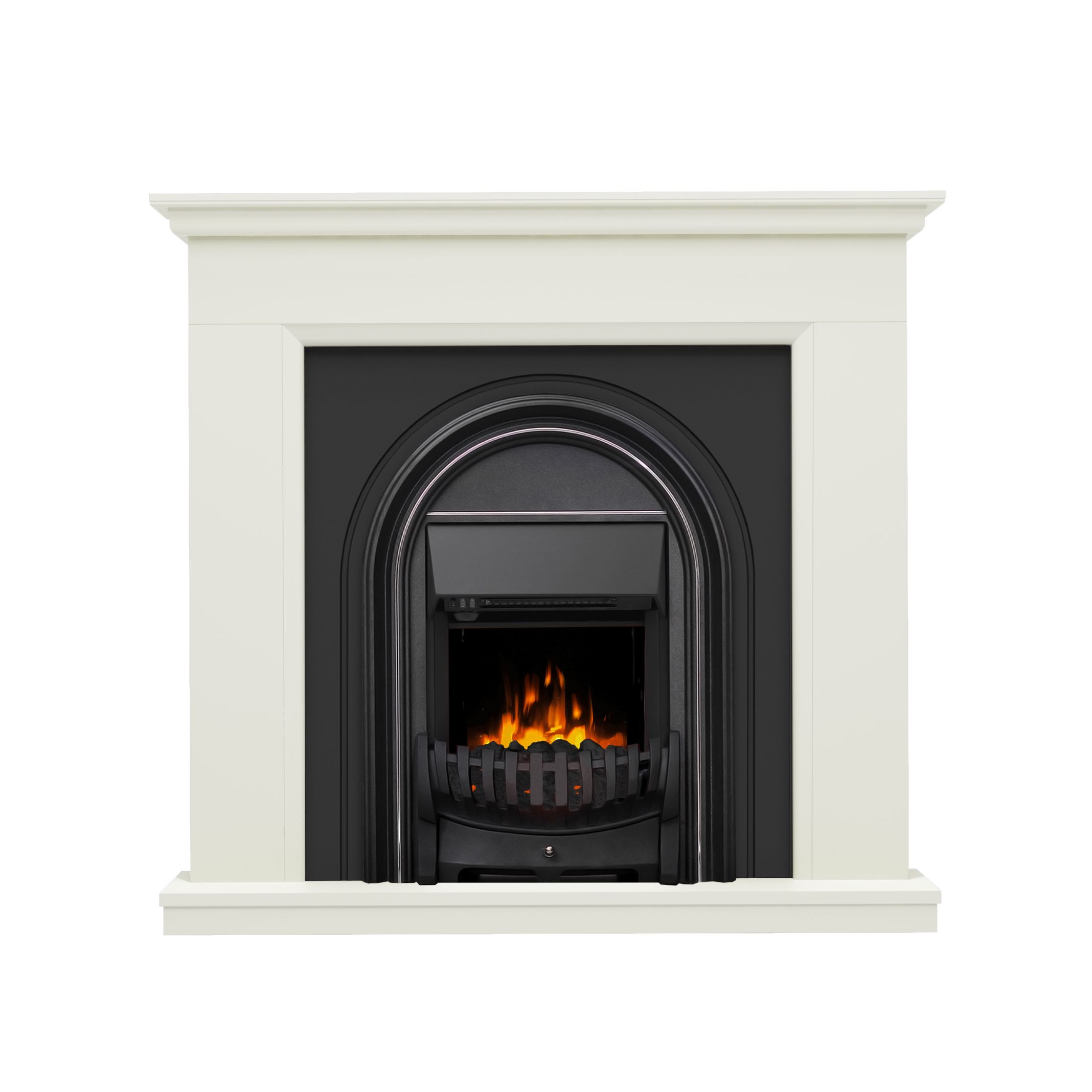 Be Modern Colville White & black Ivory effect Inset Electric Fire suite