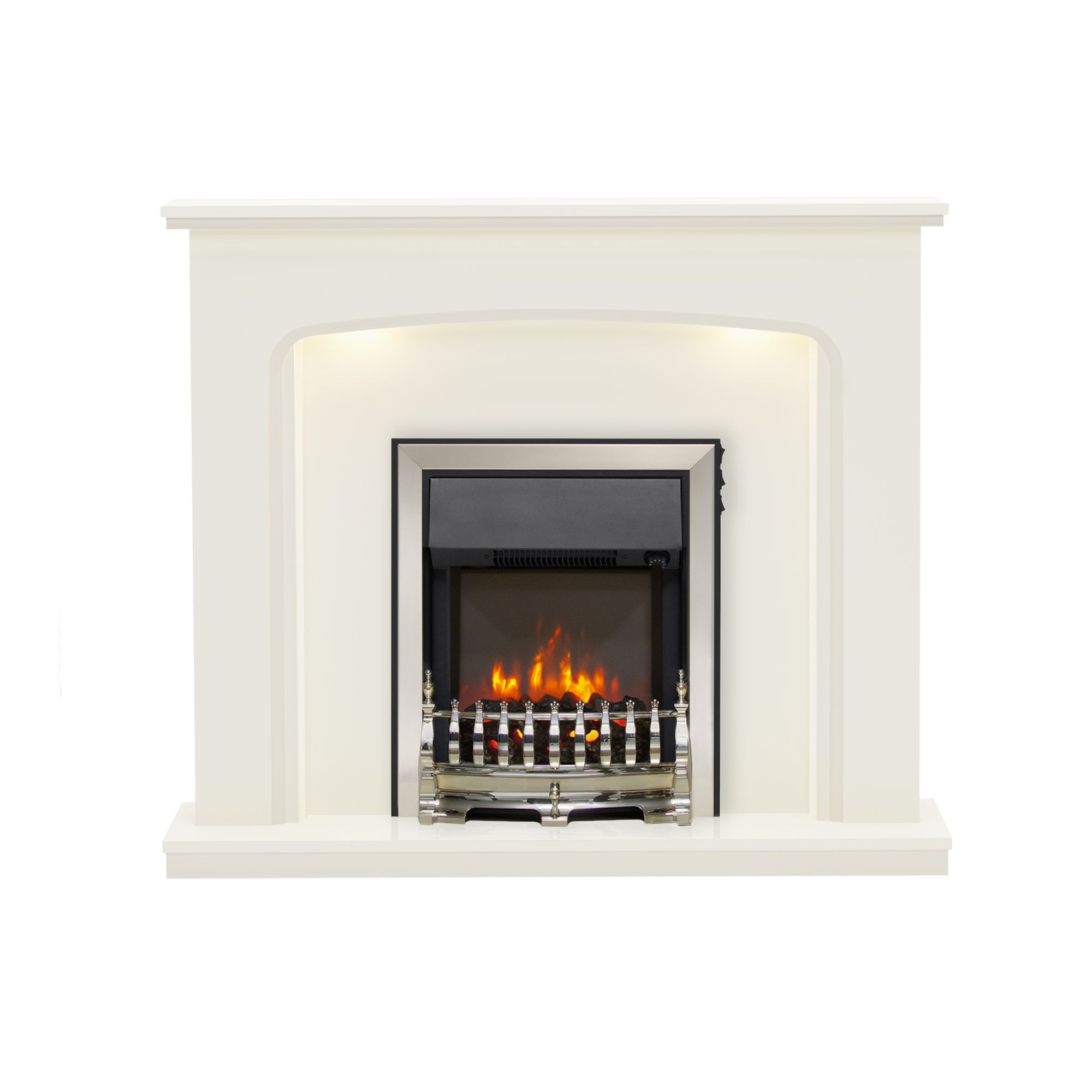 Be Modern Ellison Black Chrome effect Electric Fire suite | DIY at B&Q