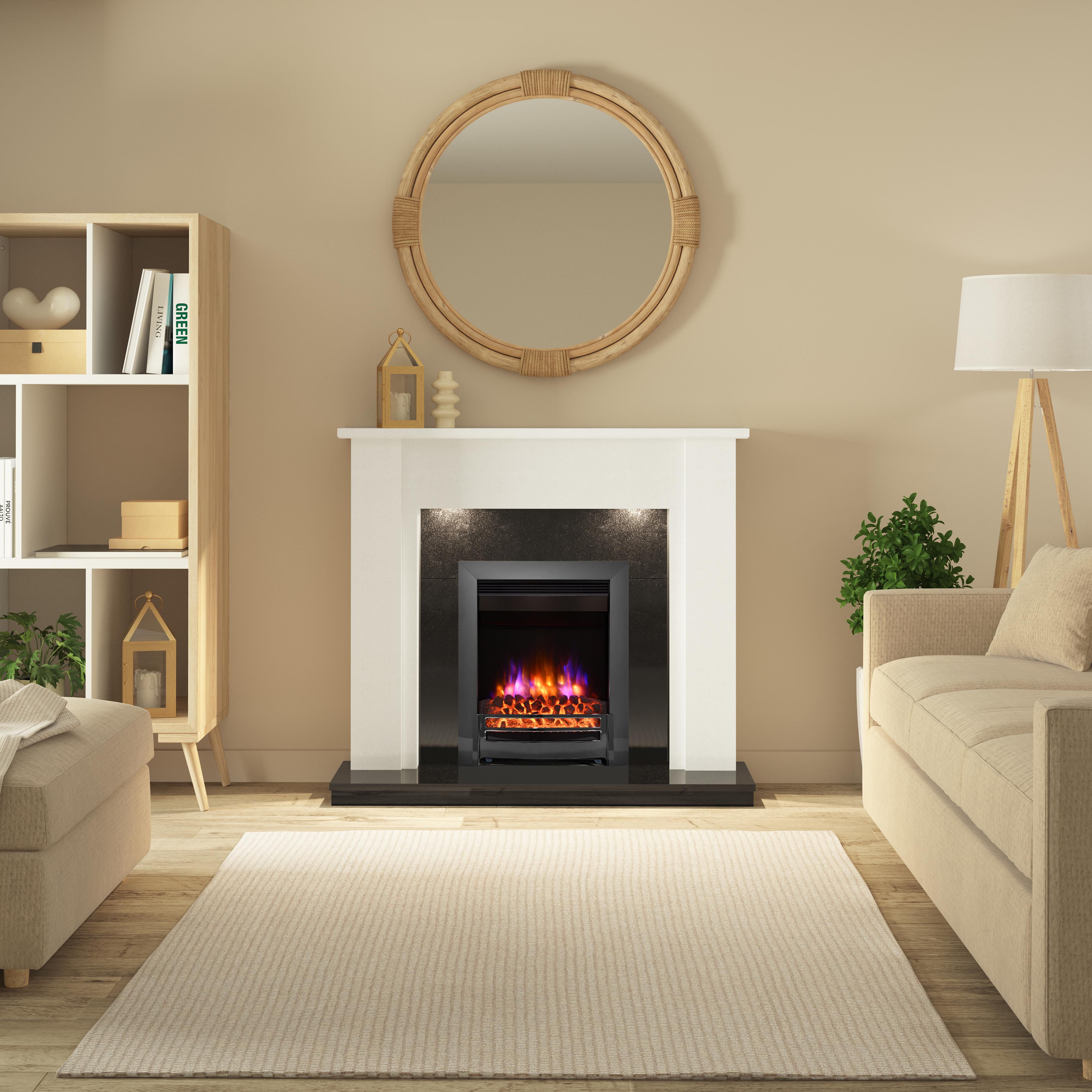 Be Modern Elysian Gloss white & black Micro marble Fire surround