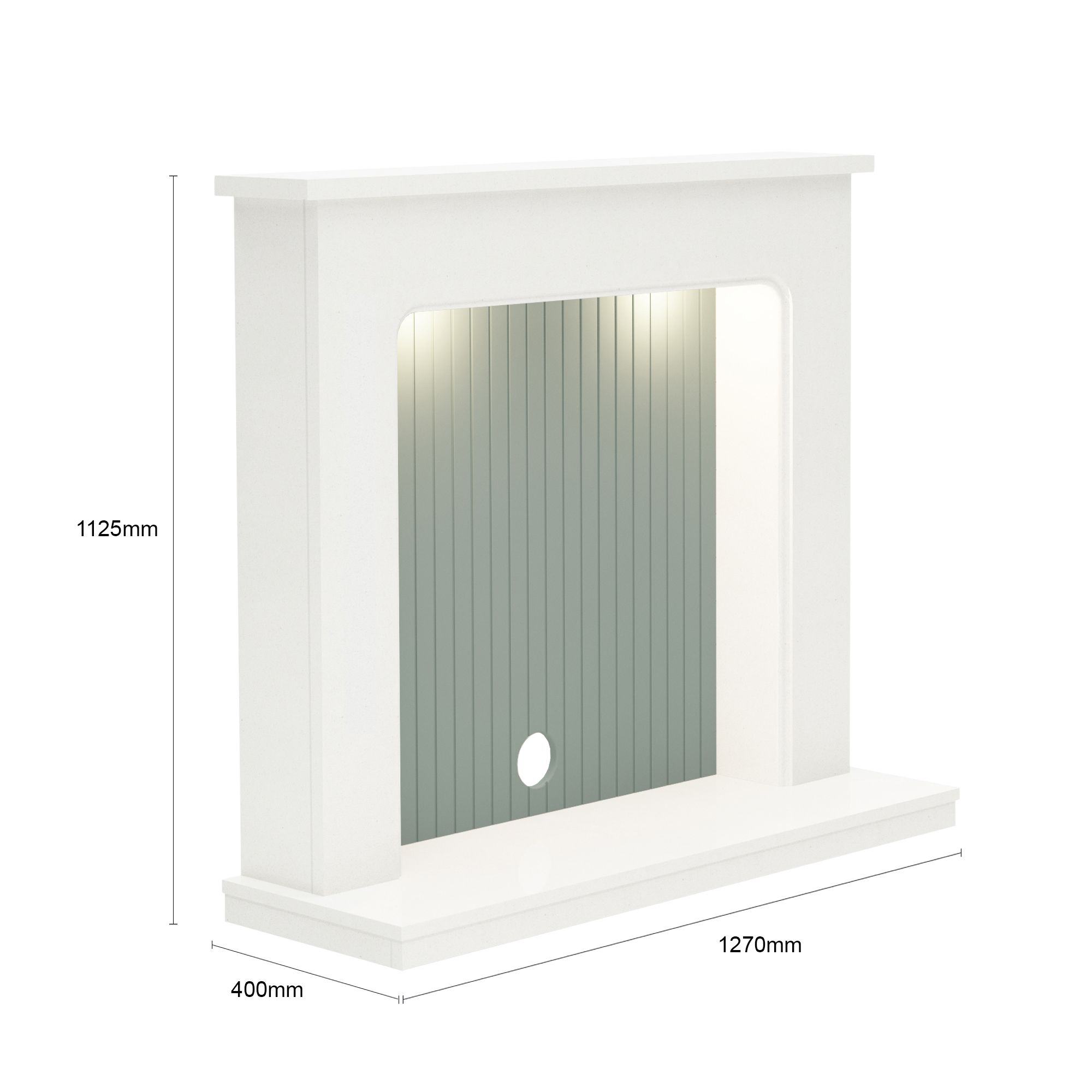Be Modern Fontwell Sage green & white Fire surround set with Lights ...