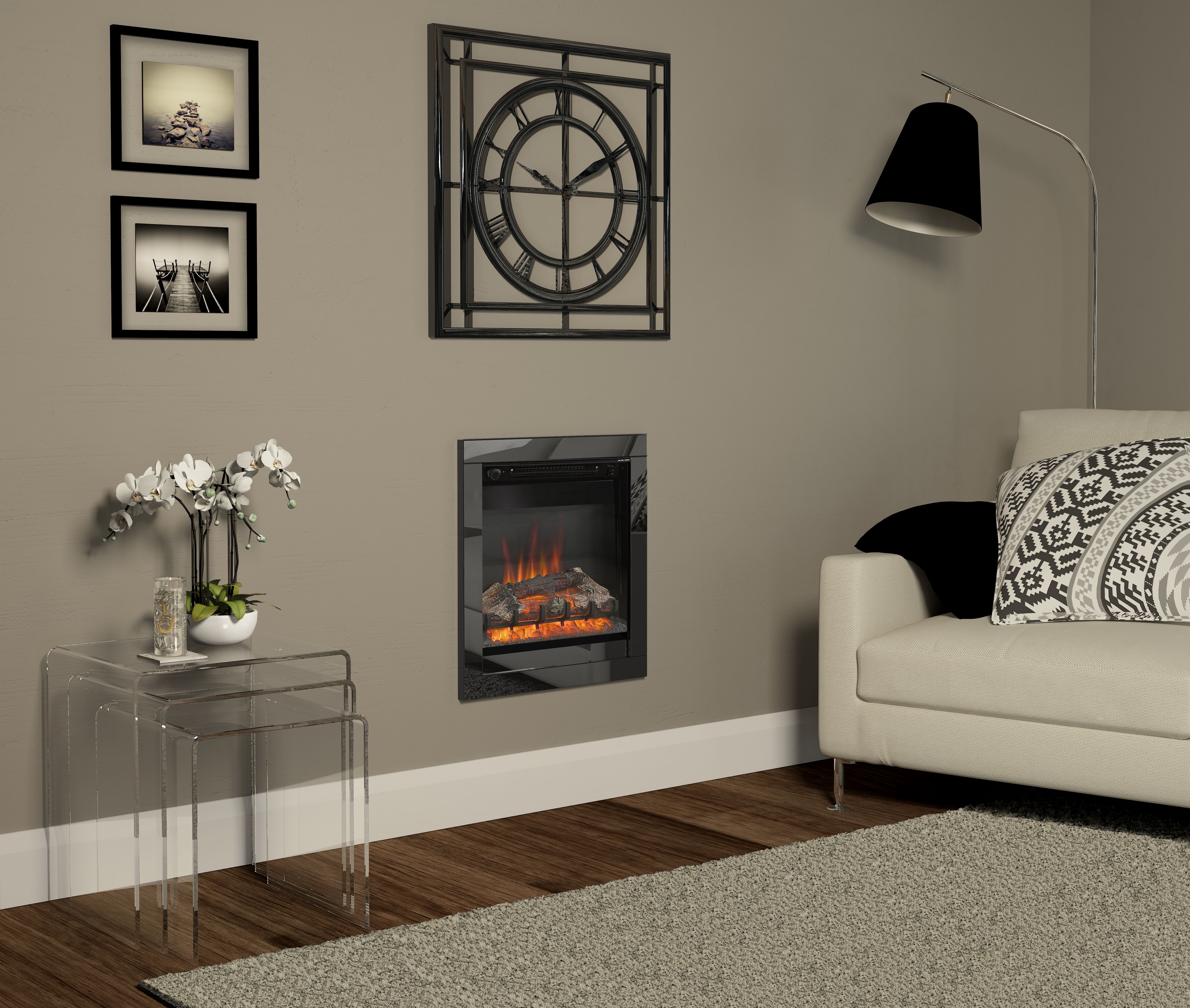 Be Modern Hagen 2kW Black Chrome effect Inset Electric Fire (H)565mm (W ...