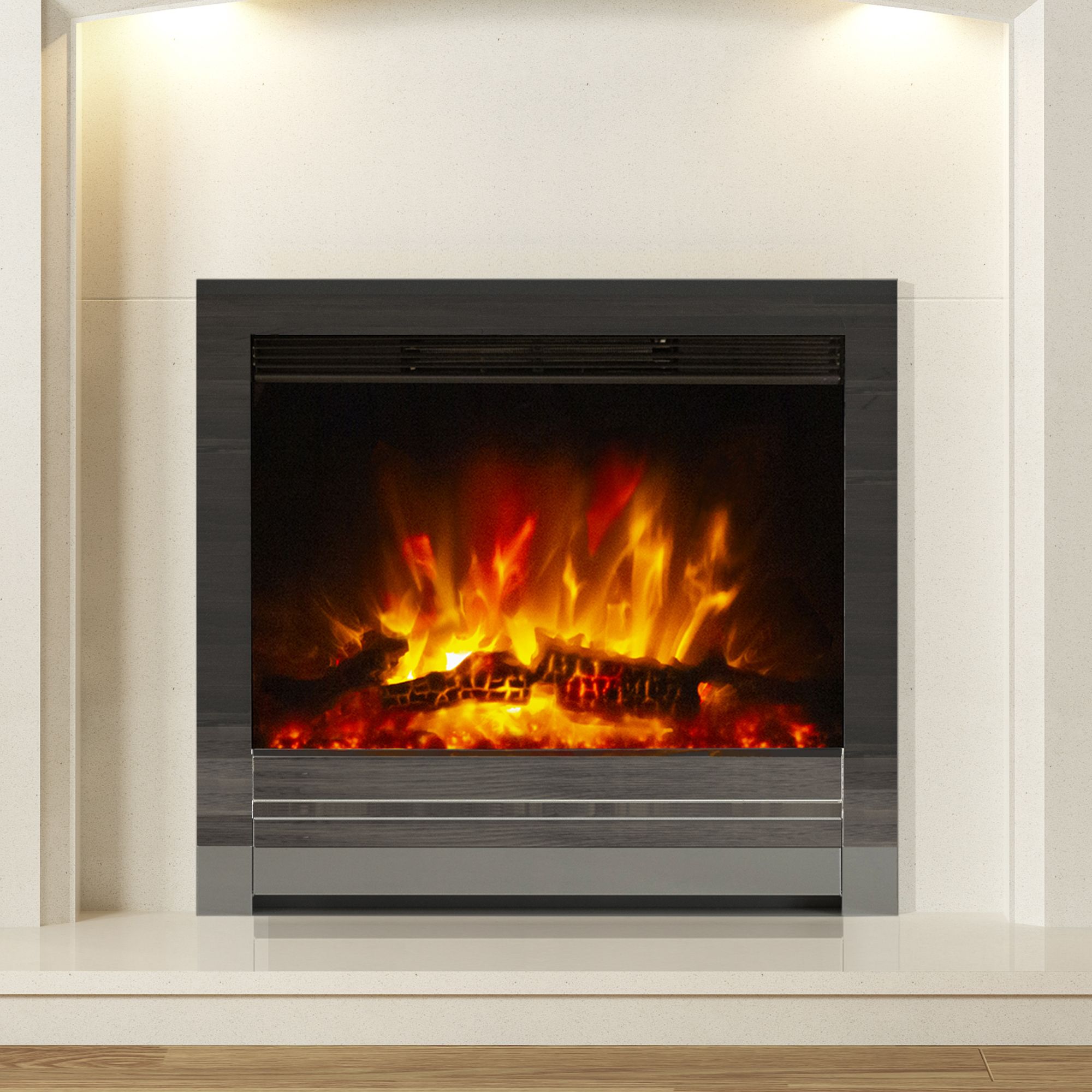 Be Modern Kempton 2kW Black Nickel effect Inset Electric Fire (H)595mm ...