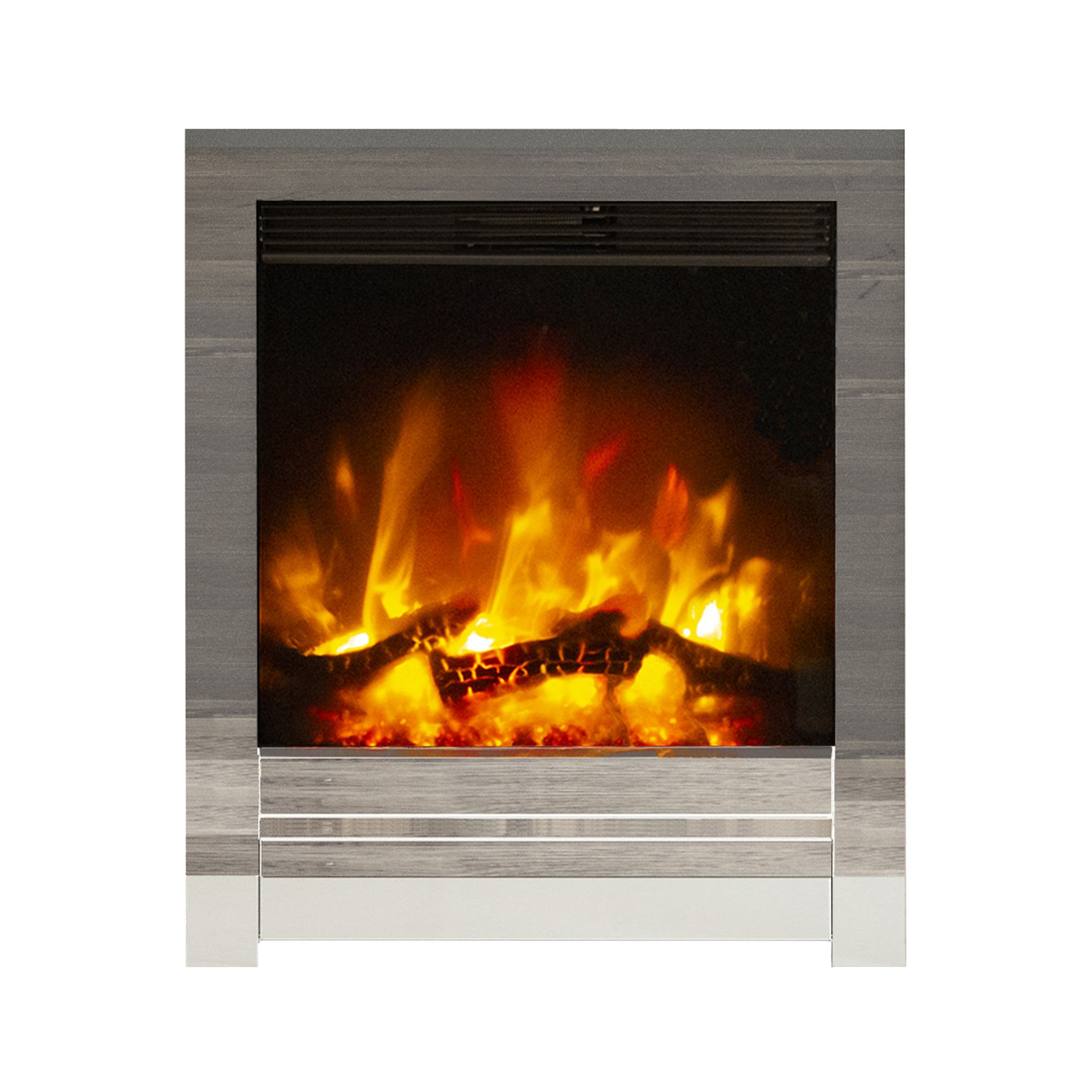 Be Modern Kempton 2kW Chrome effect Inset Electric Fire (H)565mm (W)413mm (D)75mm