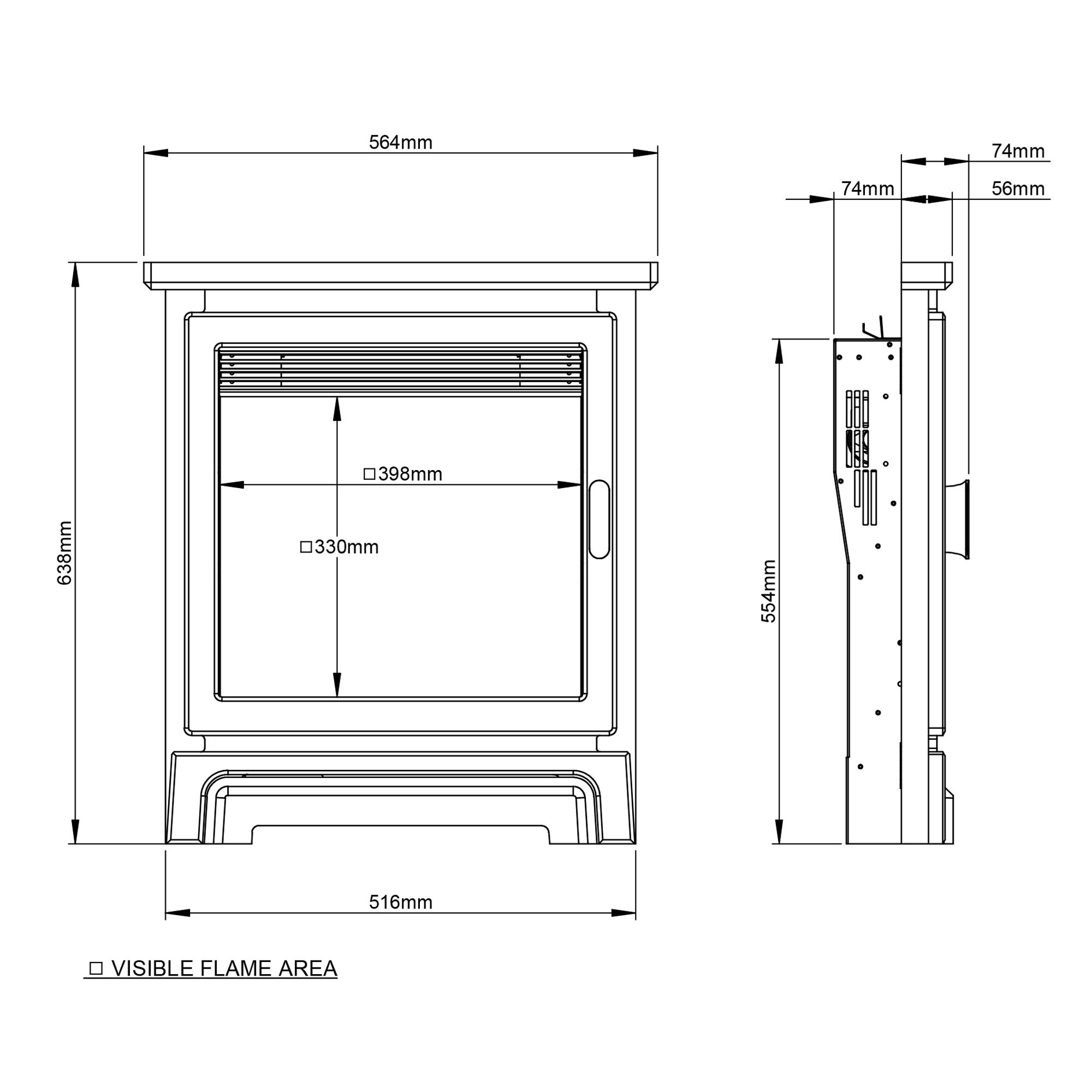 Be Modern Kempton 2W Matt Black Cast iron effect Electric Stove (H ...
