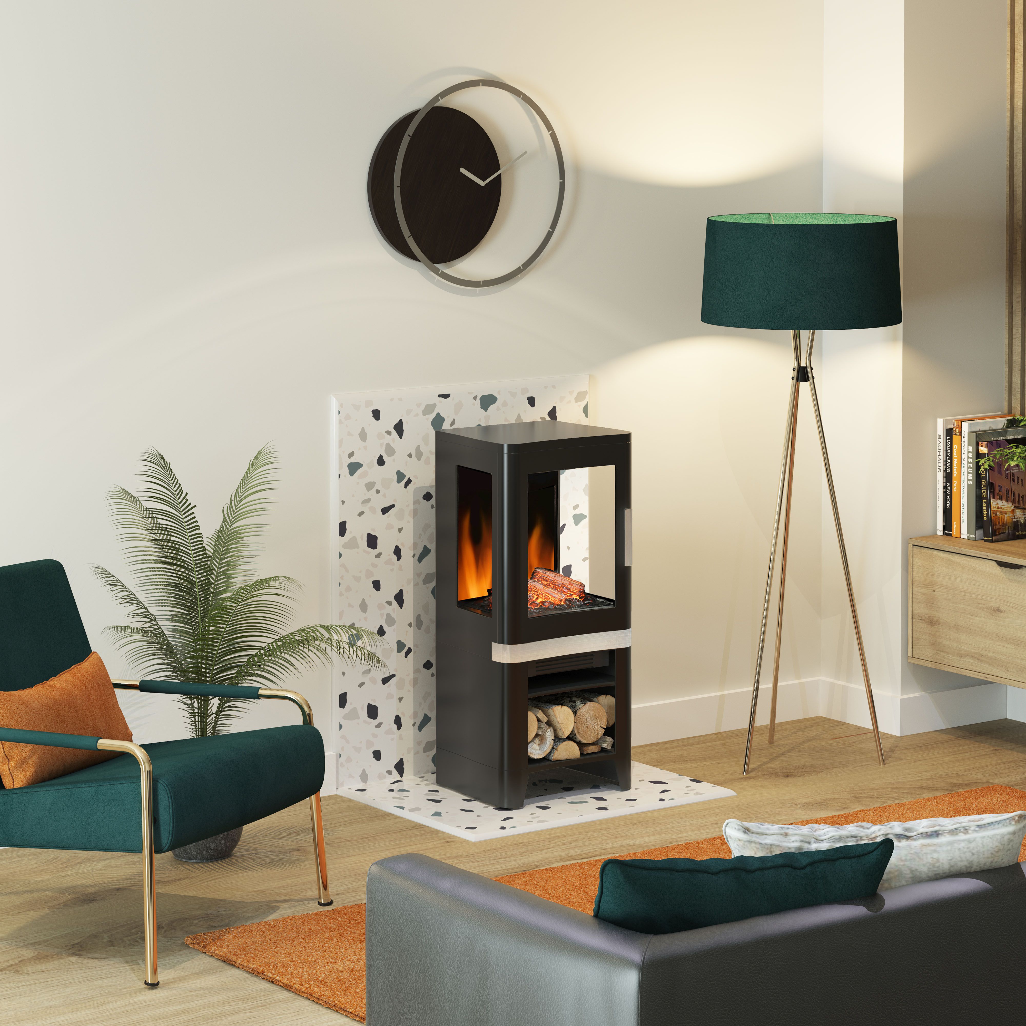 Be Modern Vantage 3 in 1 1.8W Matt Black Cast enamel effect Electric ...