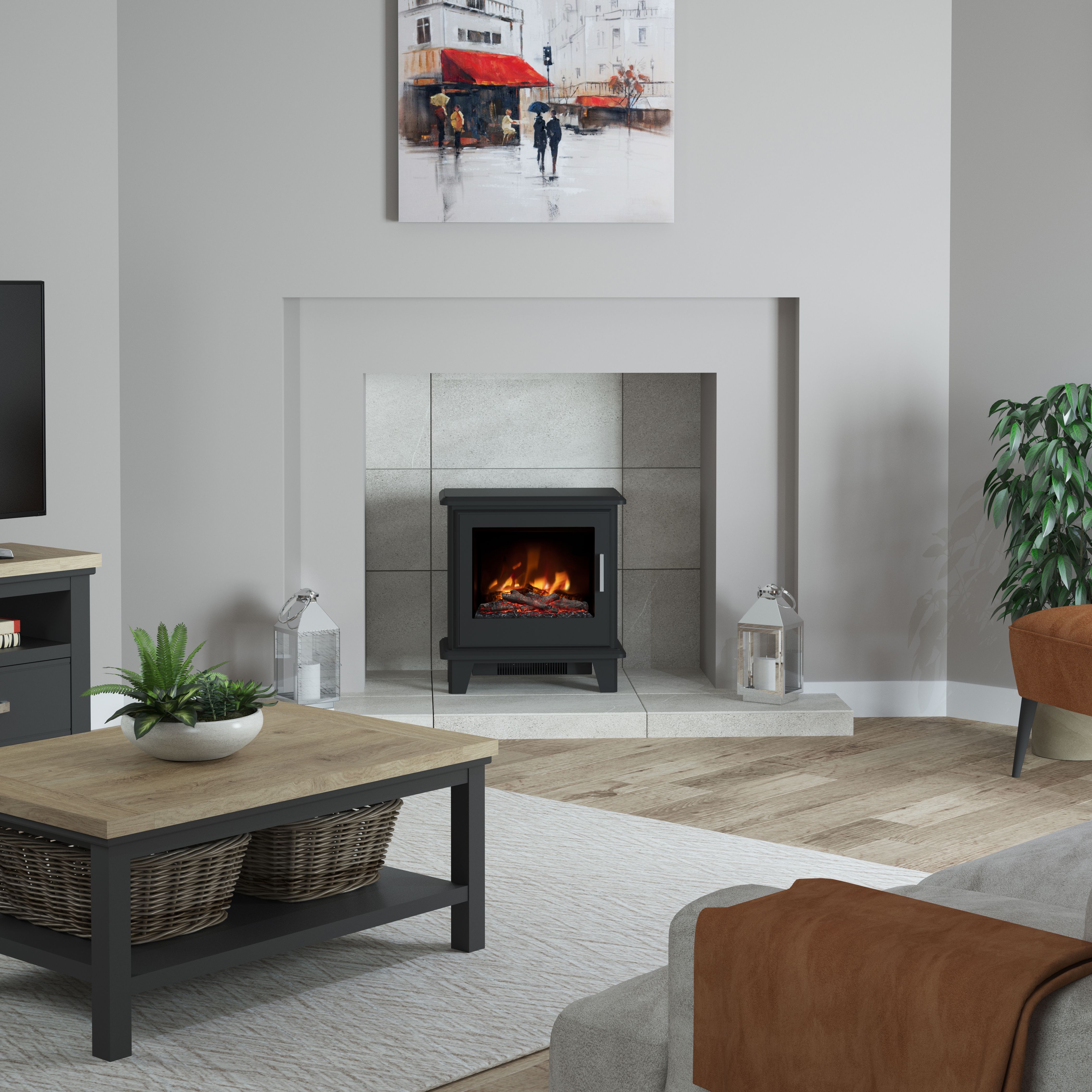 Be Modern Wilmslow 2kW Matt Black Electric Stove (H)585mm (W)550mm