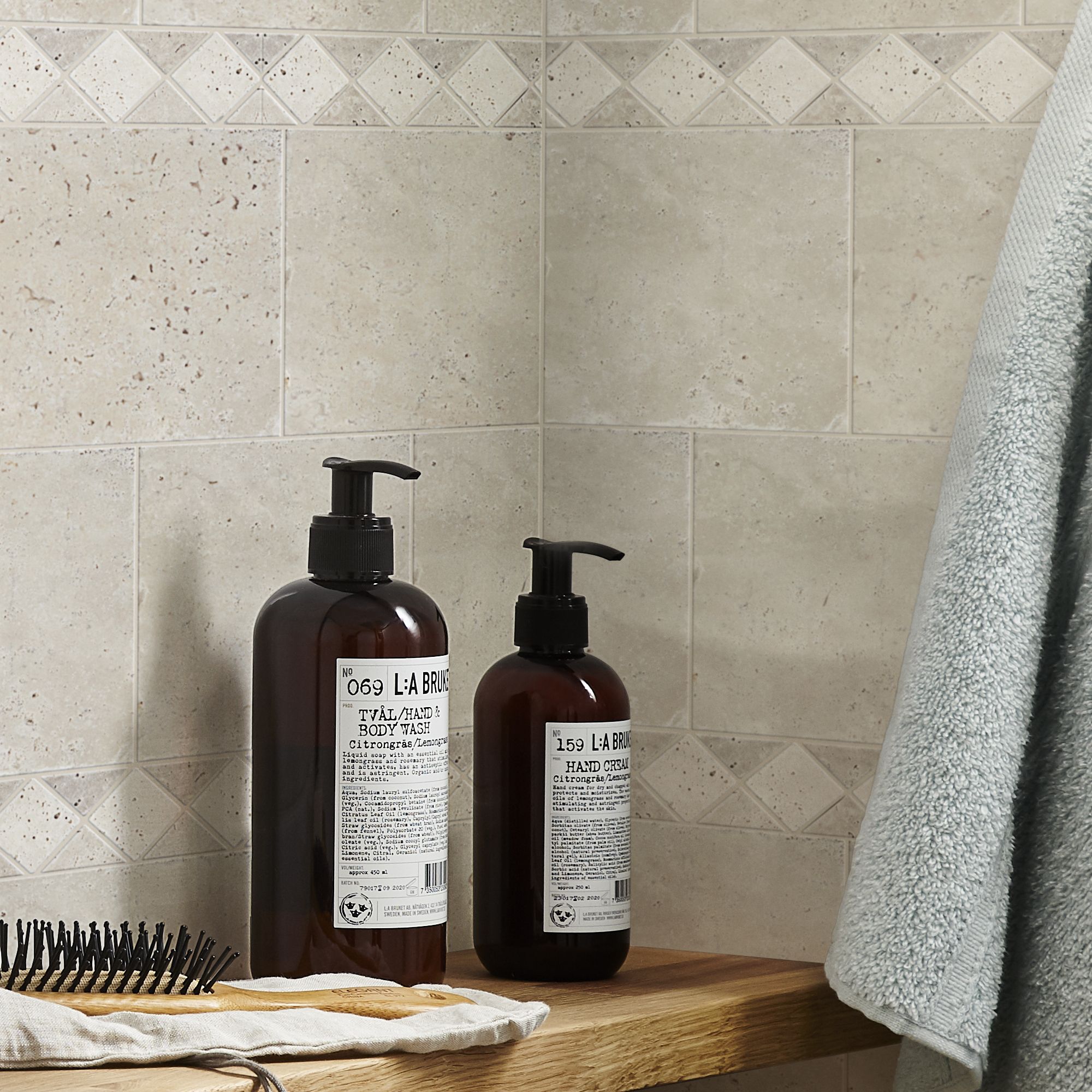 Beige Diamond Stone effect Natural stone Border tile, (L)300mm (W)67mm