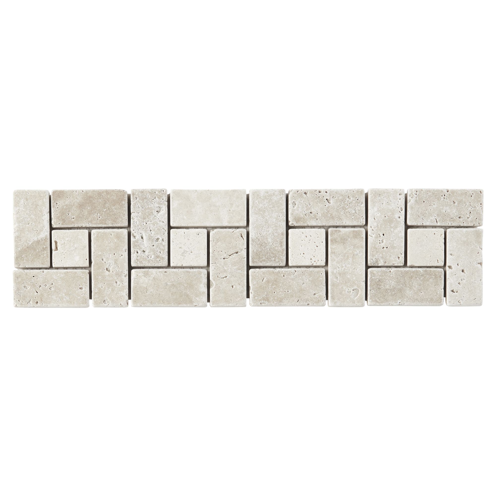 Beige Mosaic Stone effect Natural stone Border tile, (L)300mm (W)73mm ...