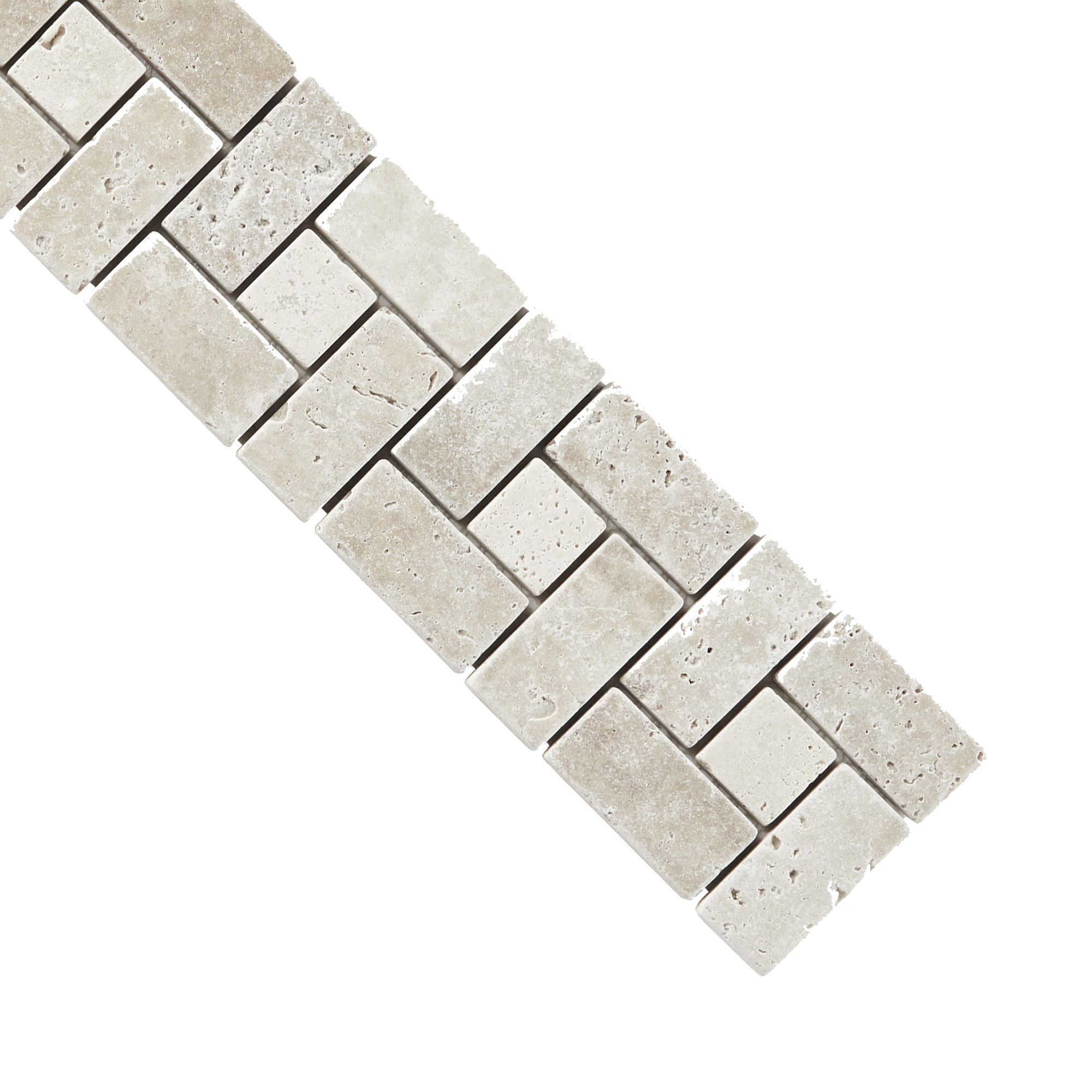 Beige Mosaic Stone effect Natural stone Border tile, (L)300mm (W)73mm