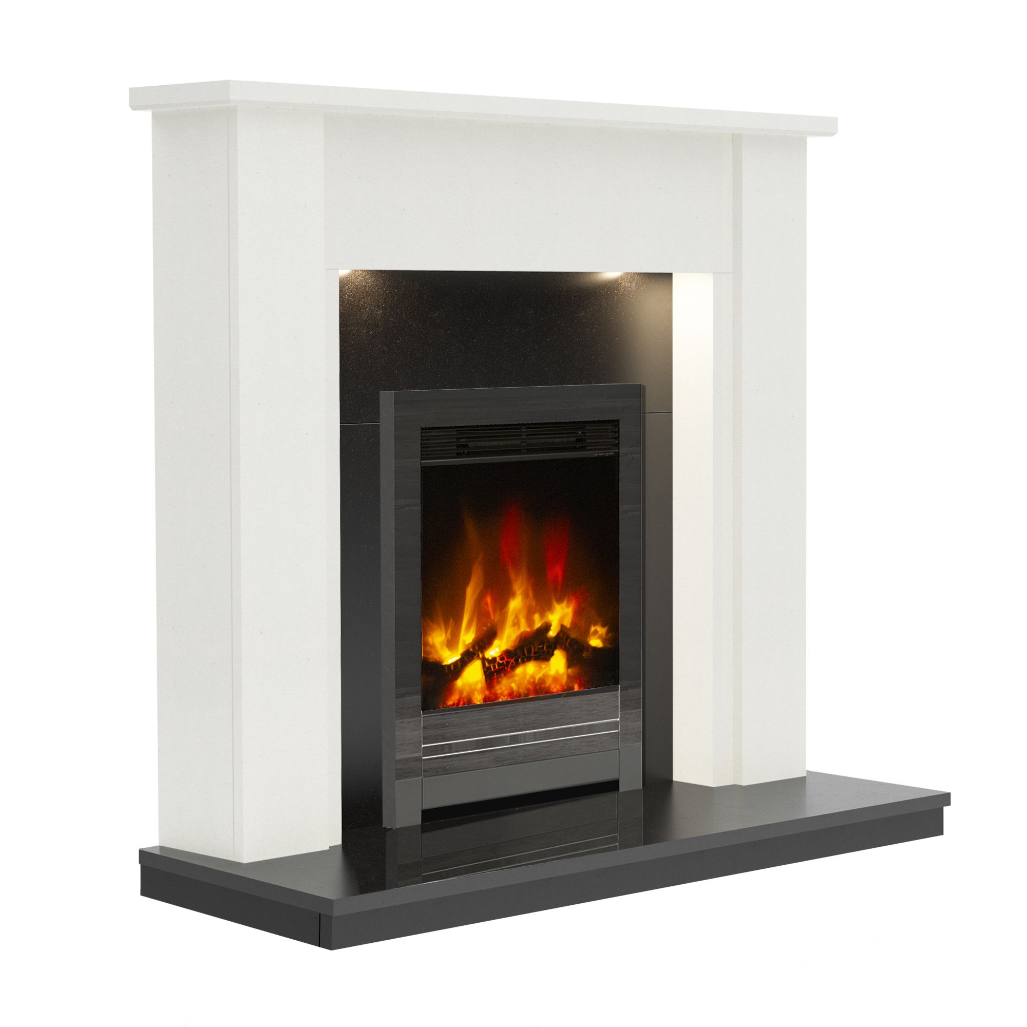 BeModern Elysia White & Black Stone effect Outset Electric Fire suite