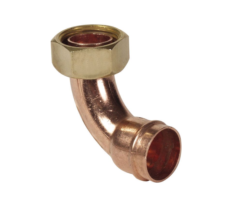 Bent Solder ring Tap connector 15mm x ½" Pack of 1 | DIY at B&Q
