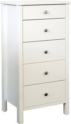Bergen White MDF 5 Drawer Chest of drawers (H)1058mm (W)530mm (D)410mm ...