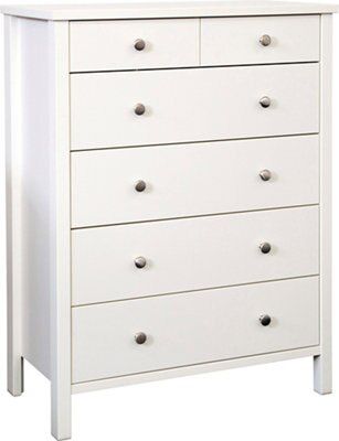 Bergen White MDF 6 Drawer Chest of drawers (H)1058mm (W)804mm (D)410mm ...