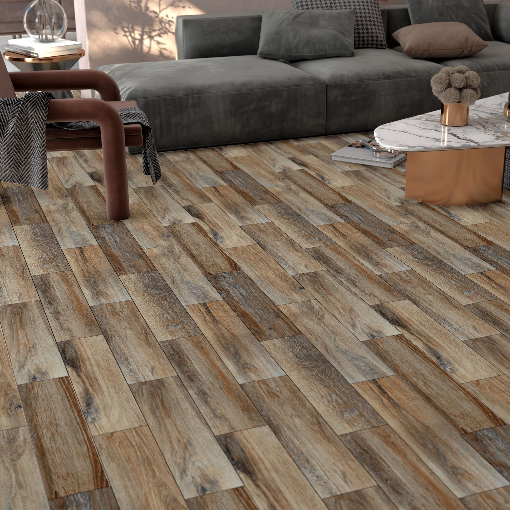 Beyaz Natural Matt Wood effect Porcelain Indoor Wall & floor Tile Sample
