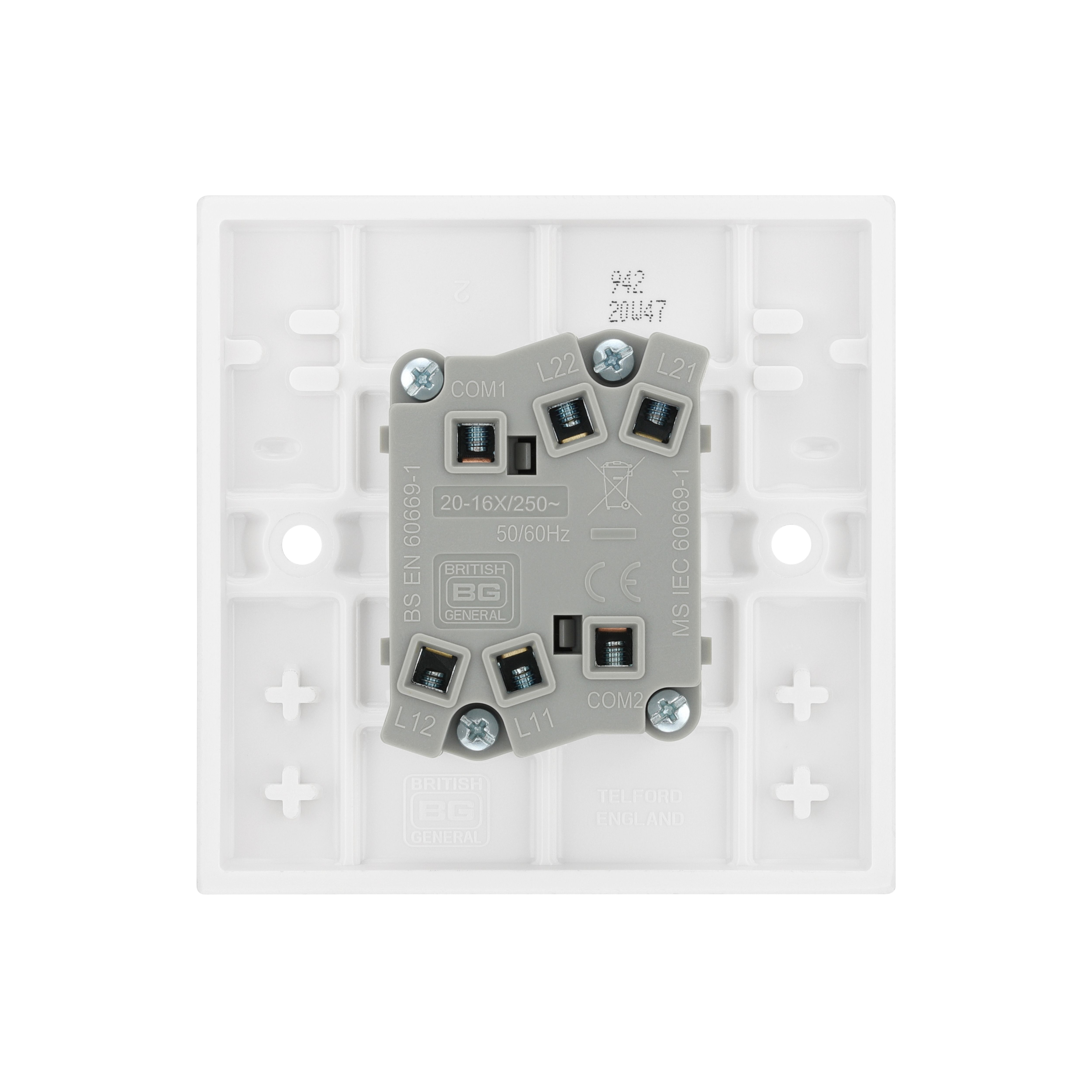 BG 16A 2 way 2 gang Light switch Gloss White