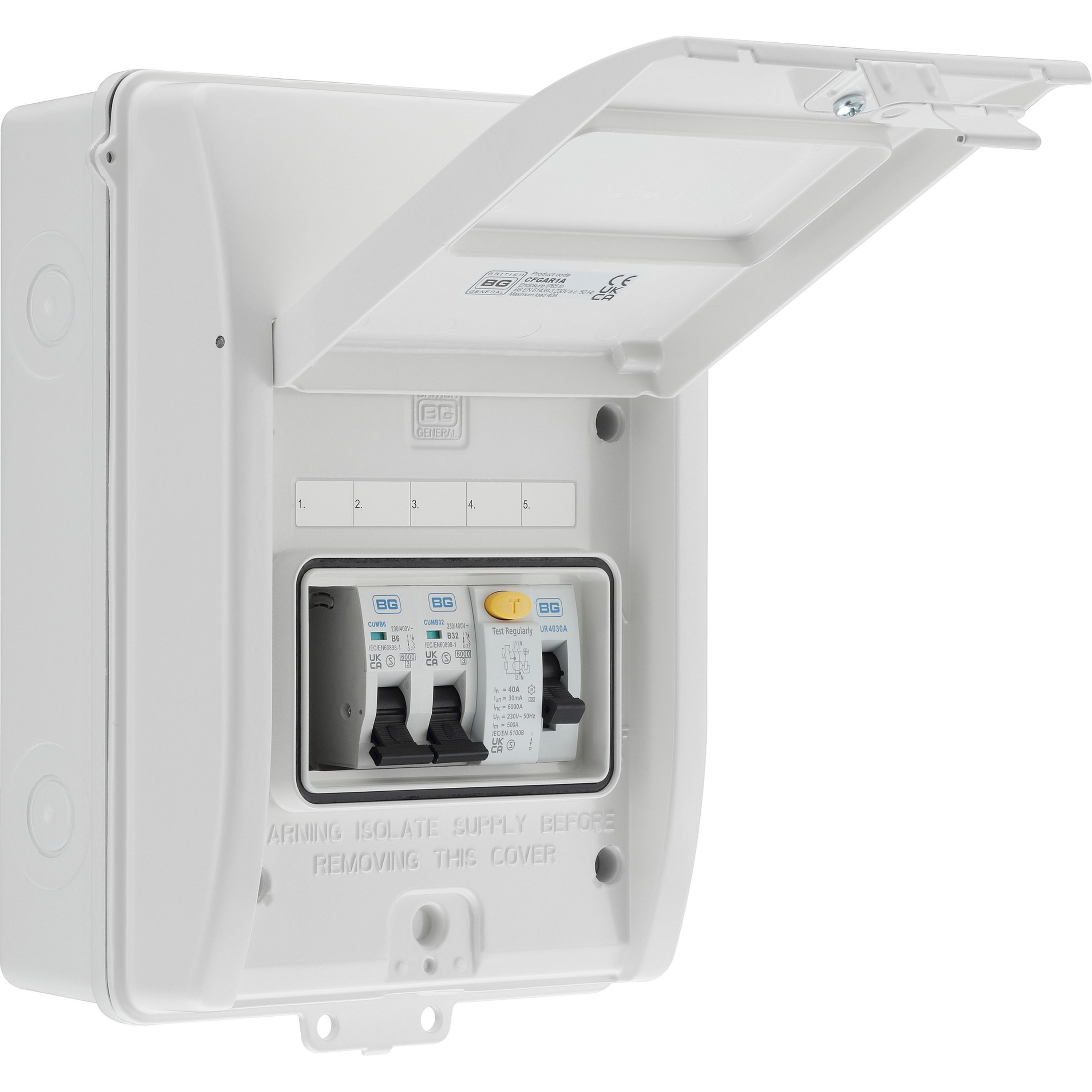 BG 3-way Garage Consumer unit with 40A mains switch