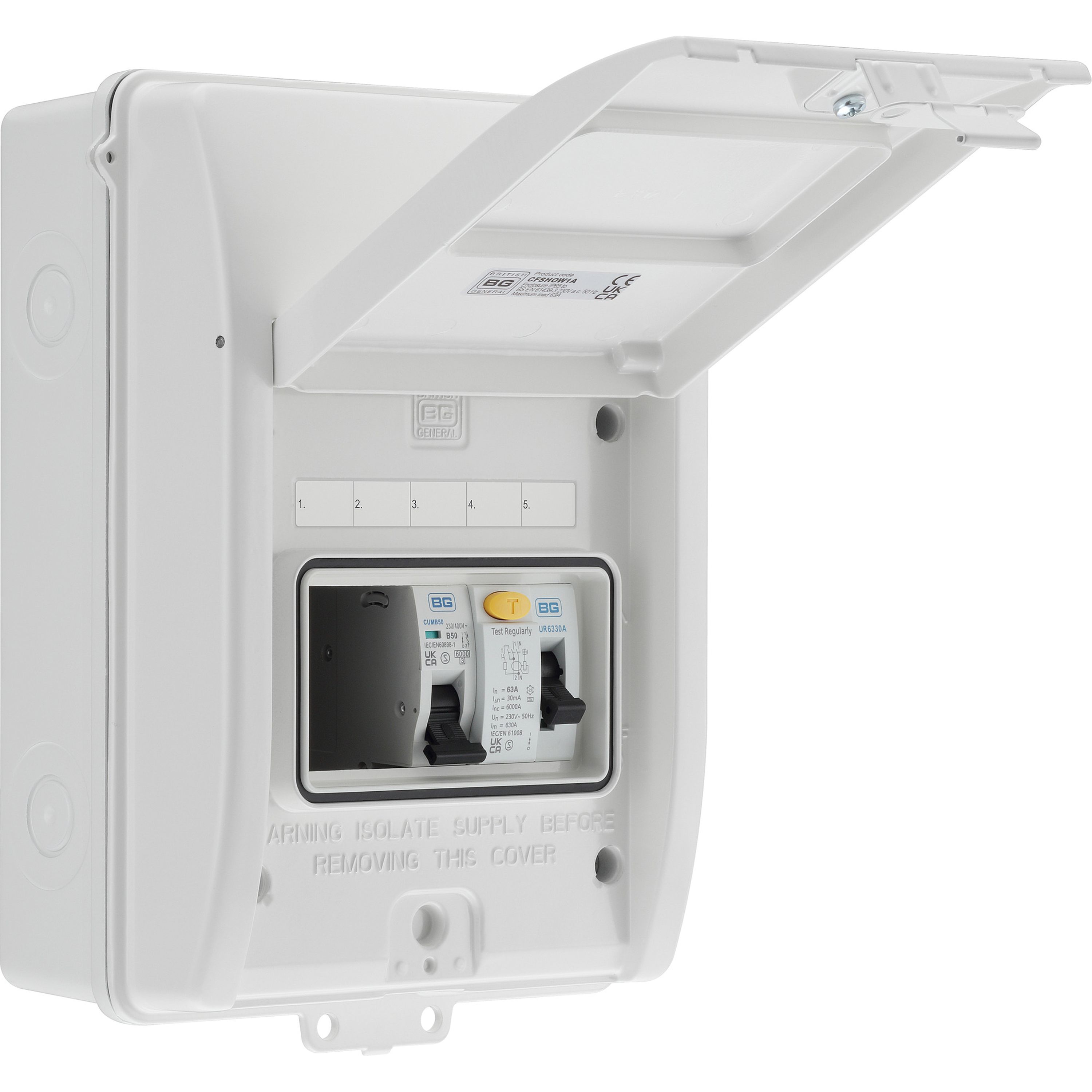 BG 3-way Shower Consumer unit with 63A main switch