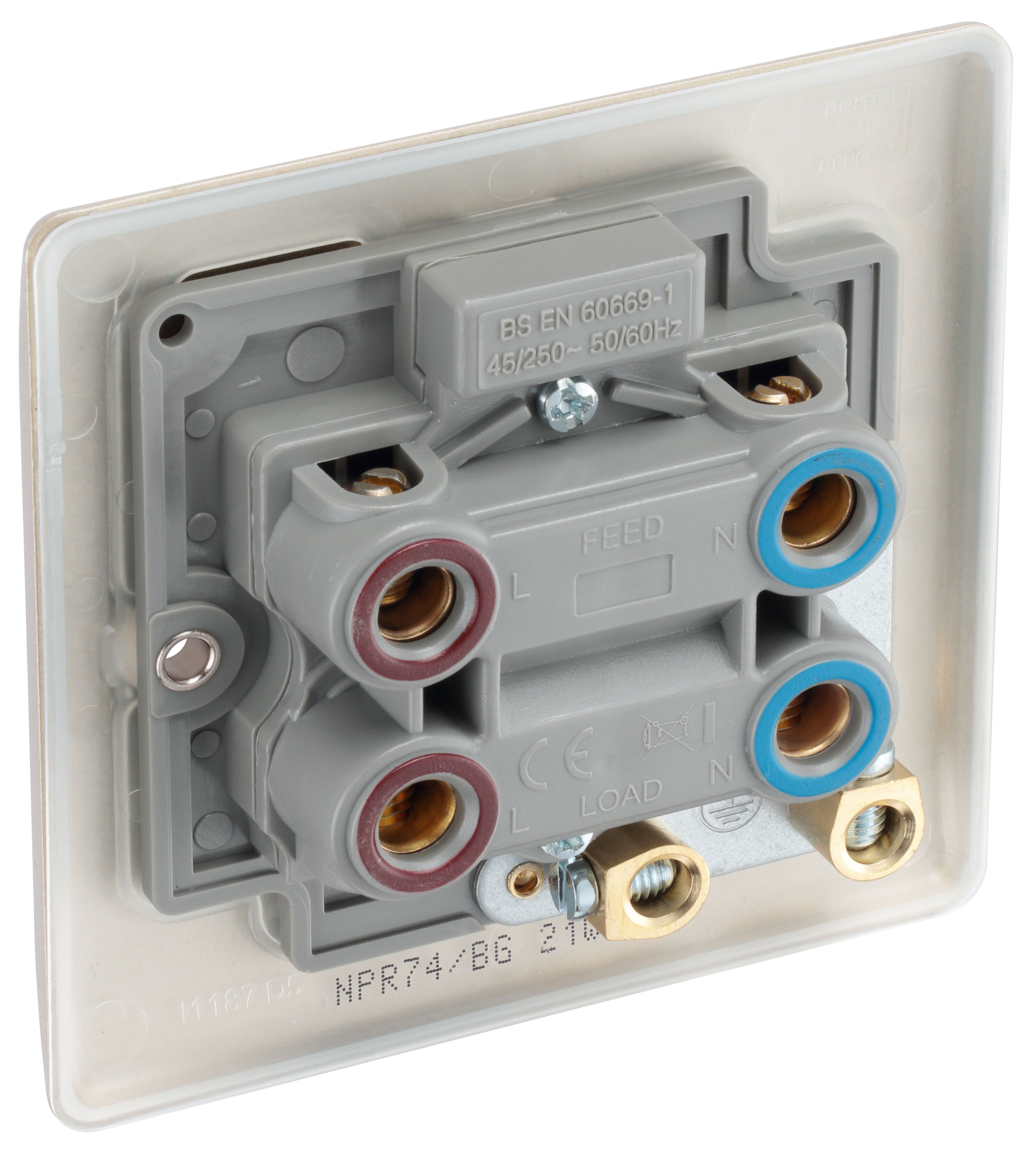 BG 45A Rocker Raised slim Control switch with LED indicator Matt Pearl