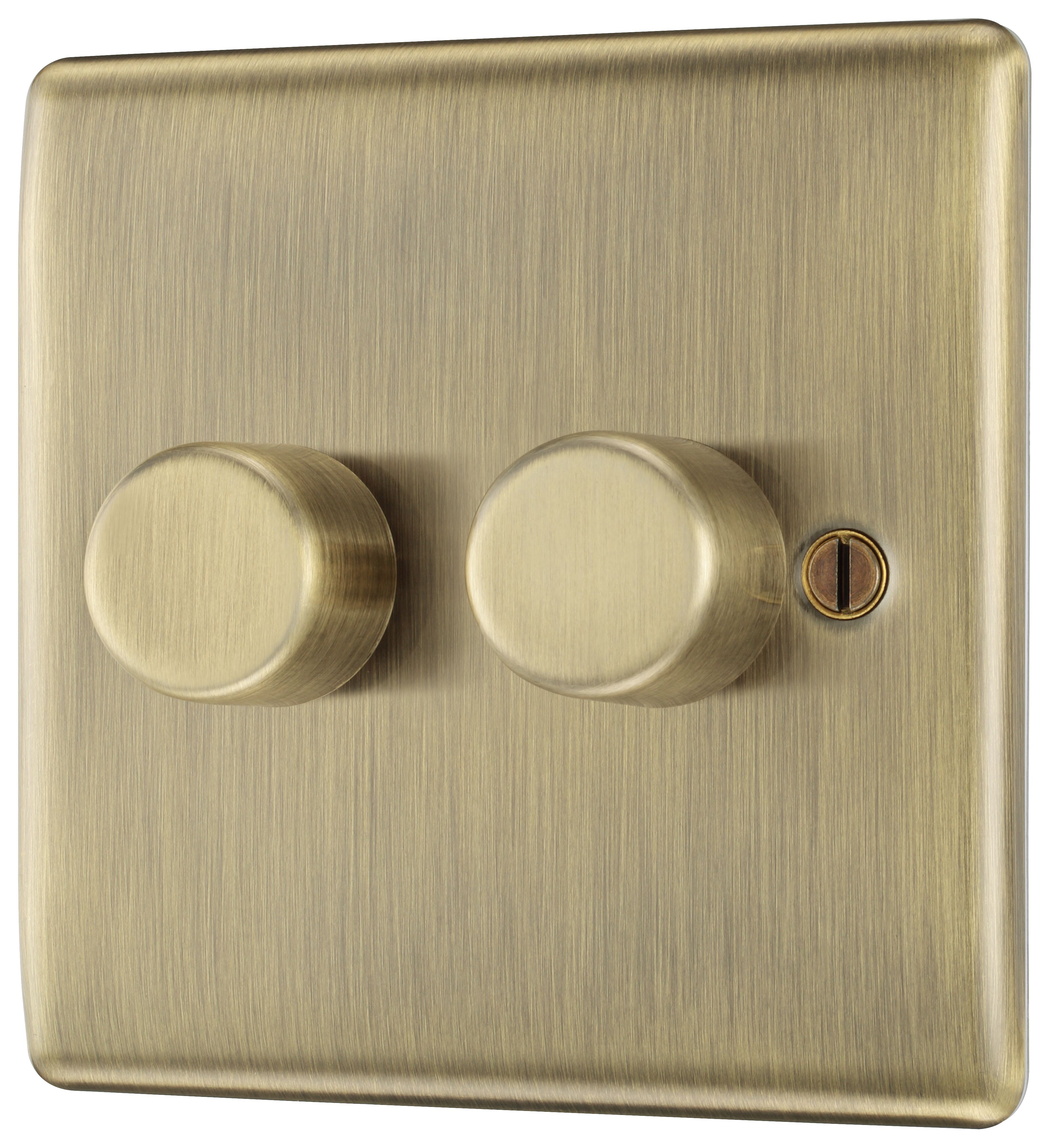 BG Antique Brass profile Double 2 way 400W Dimmer switch | DIY at B&Q