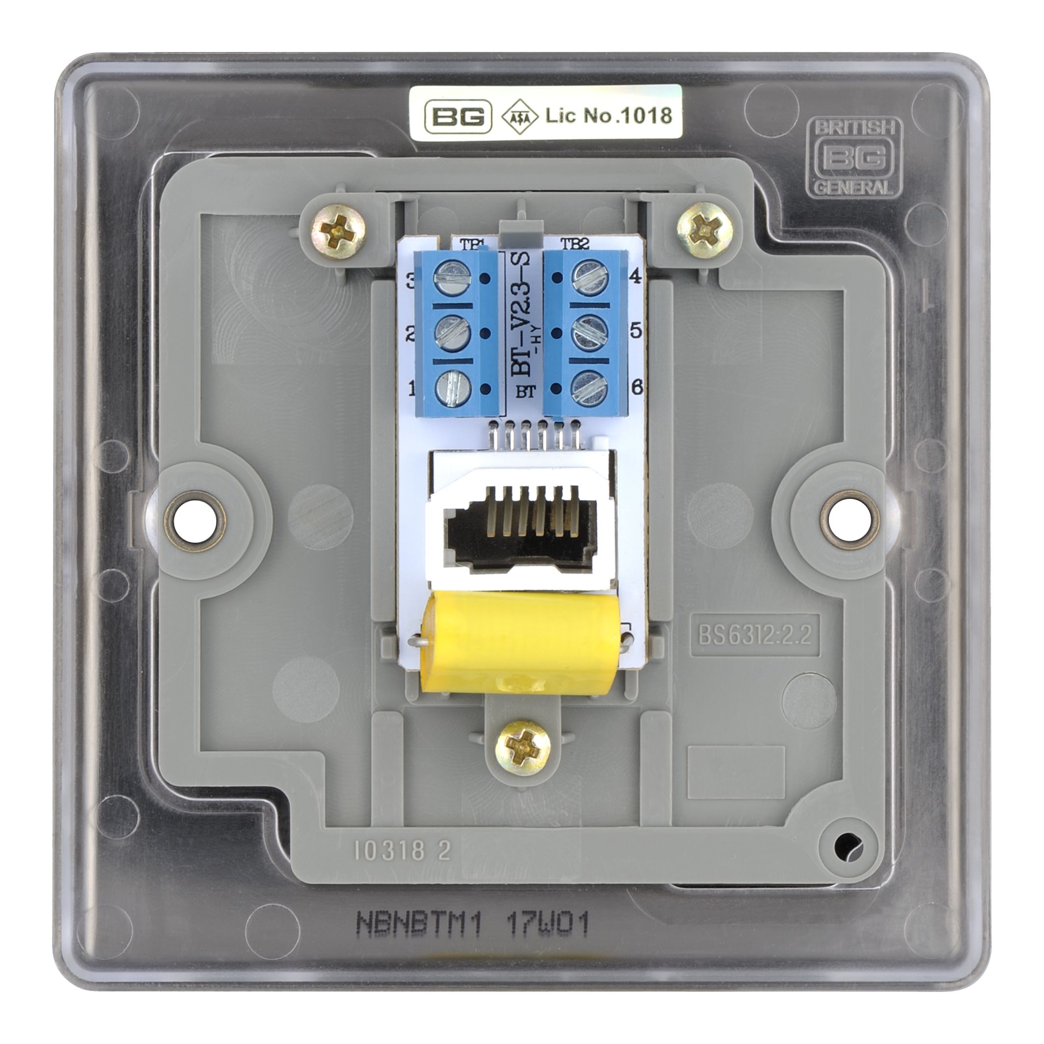 BG Black Nickel 1 gang Master telephone socket