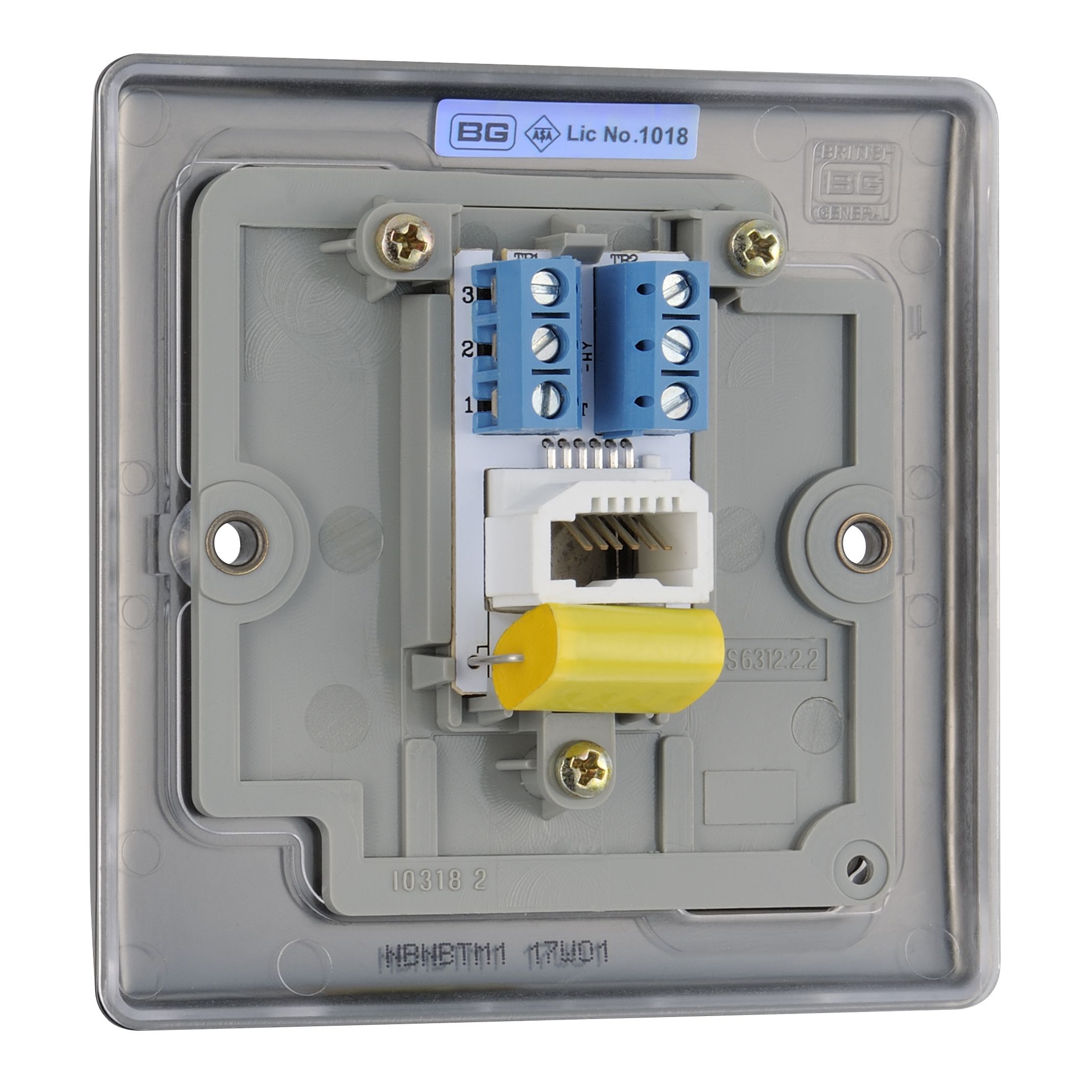 BG Black Nickel 1 gang Master telephone socket