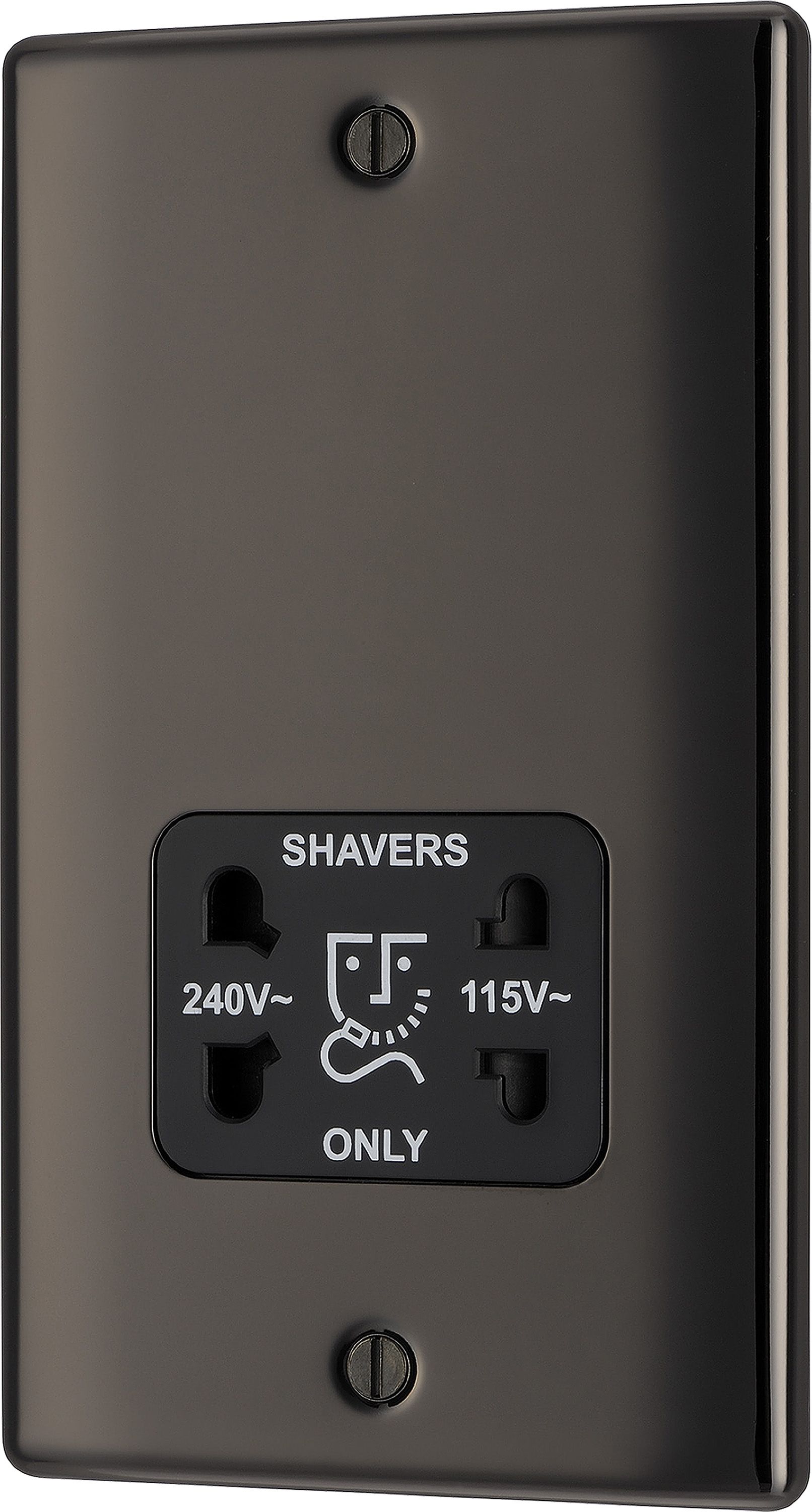 BG Black Nickel Double Raised slim Screwed Shaver socket | DIY at B&Q