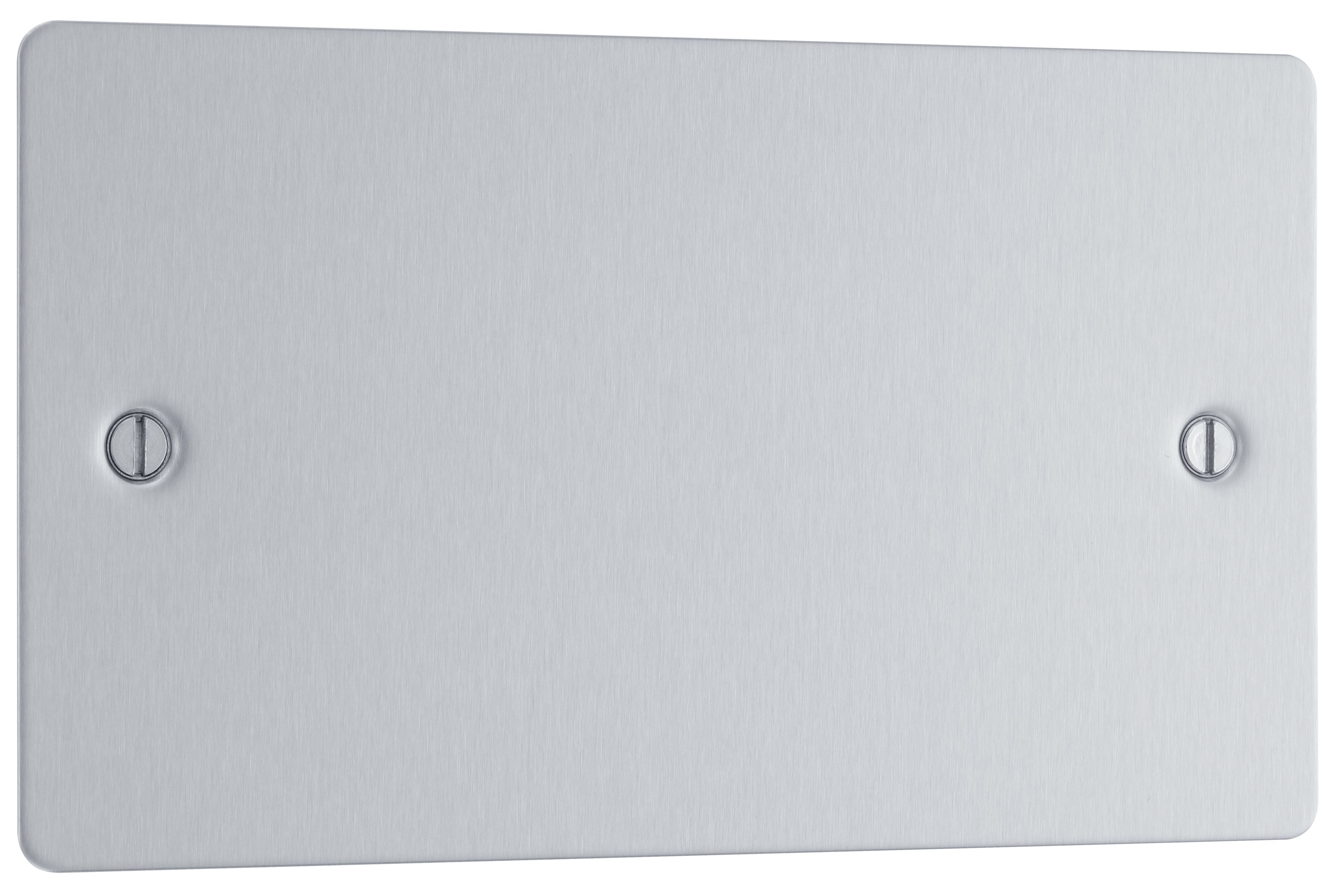 BG Brushed Steel 2 gang Double Blanking plate | DIY at B&Q