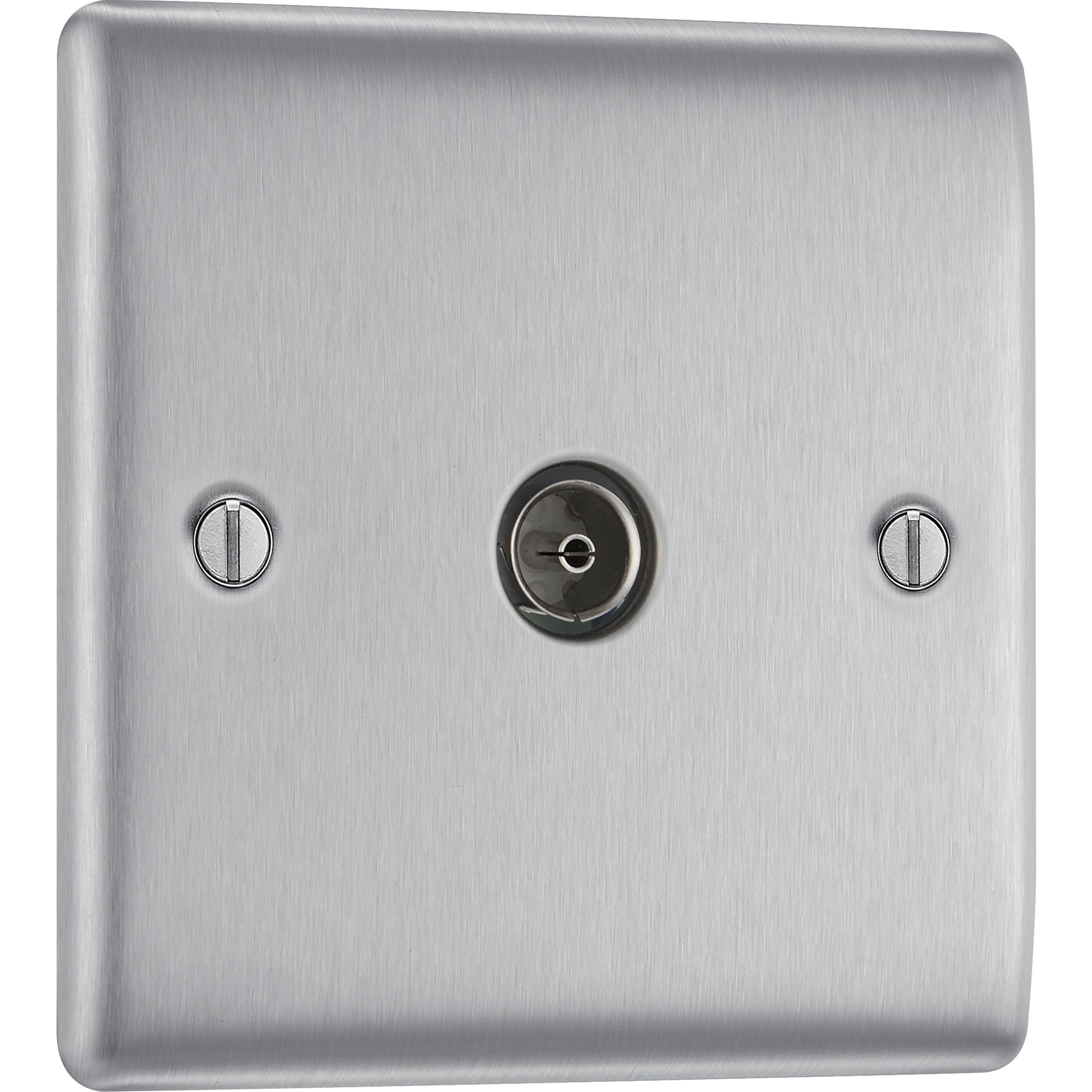 BG Brushed Steel Semi-flush Single TV socket