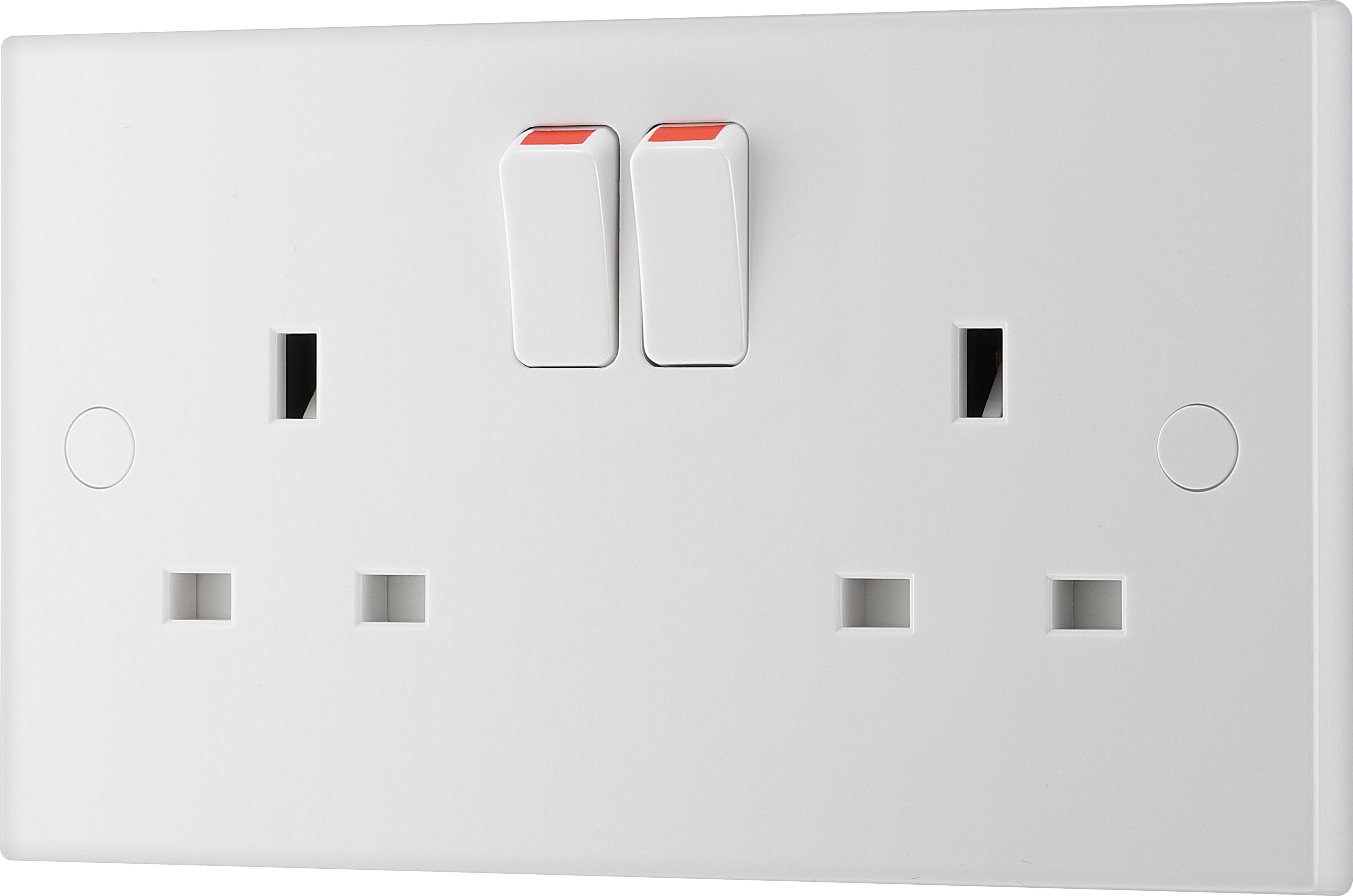 BG Double 13A Switched Socket & White inserts, Pack of 5 | DIY at B&Q