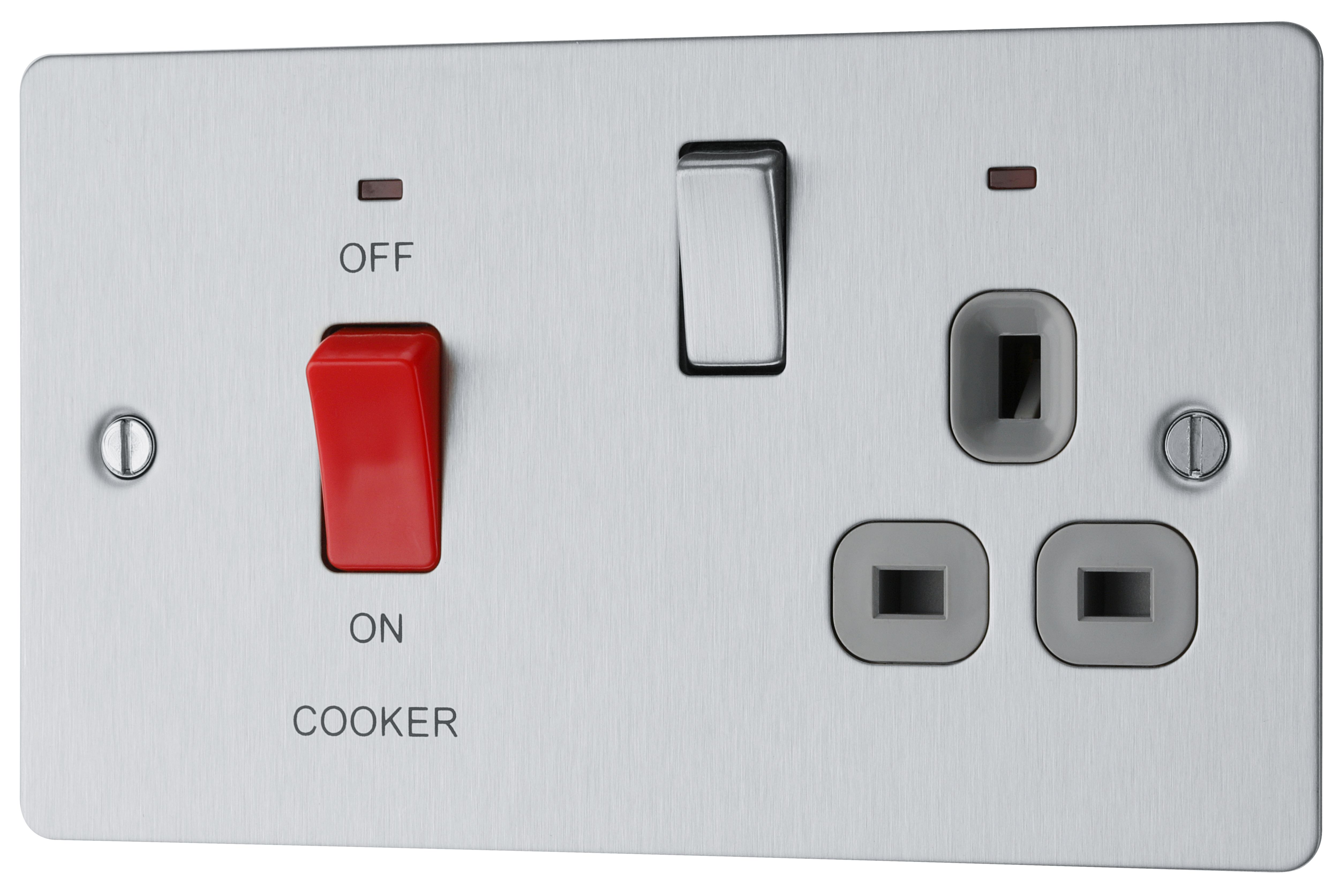 BG Matt Flat Cooker switch & socket with neon