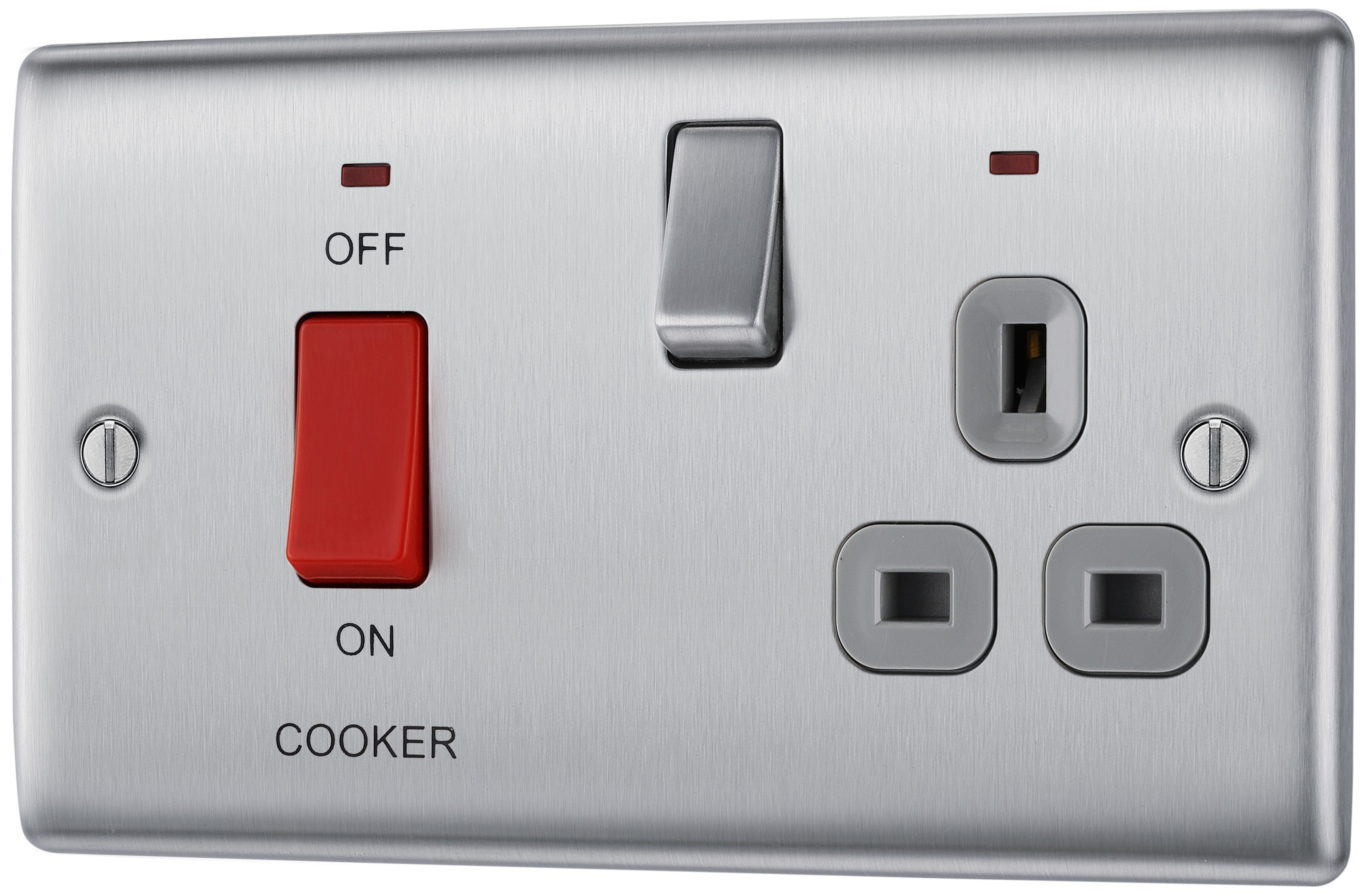 BG Matt Raised slim Cooker switch & socket with neon