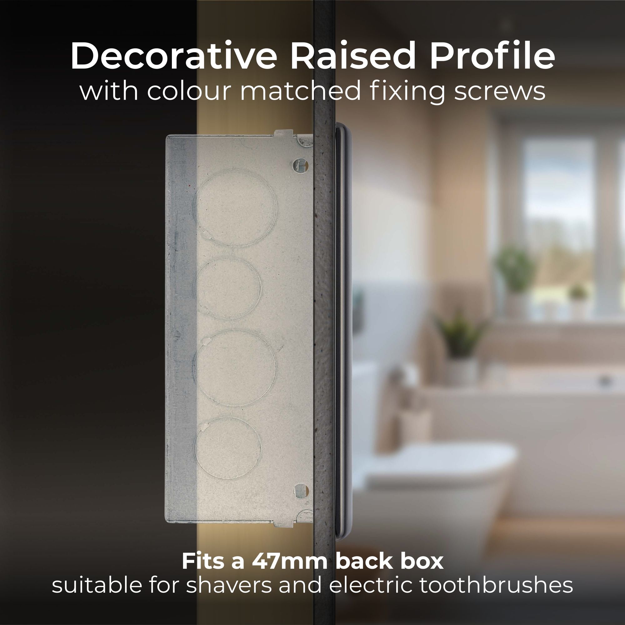 BG NBN20B Double Raised slim Screwed Shaver socket Gloss Black Nickel ...