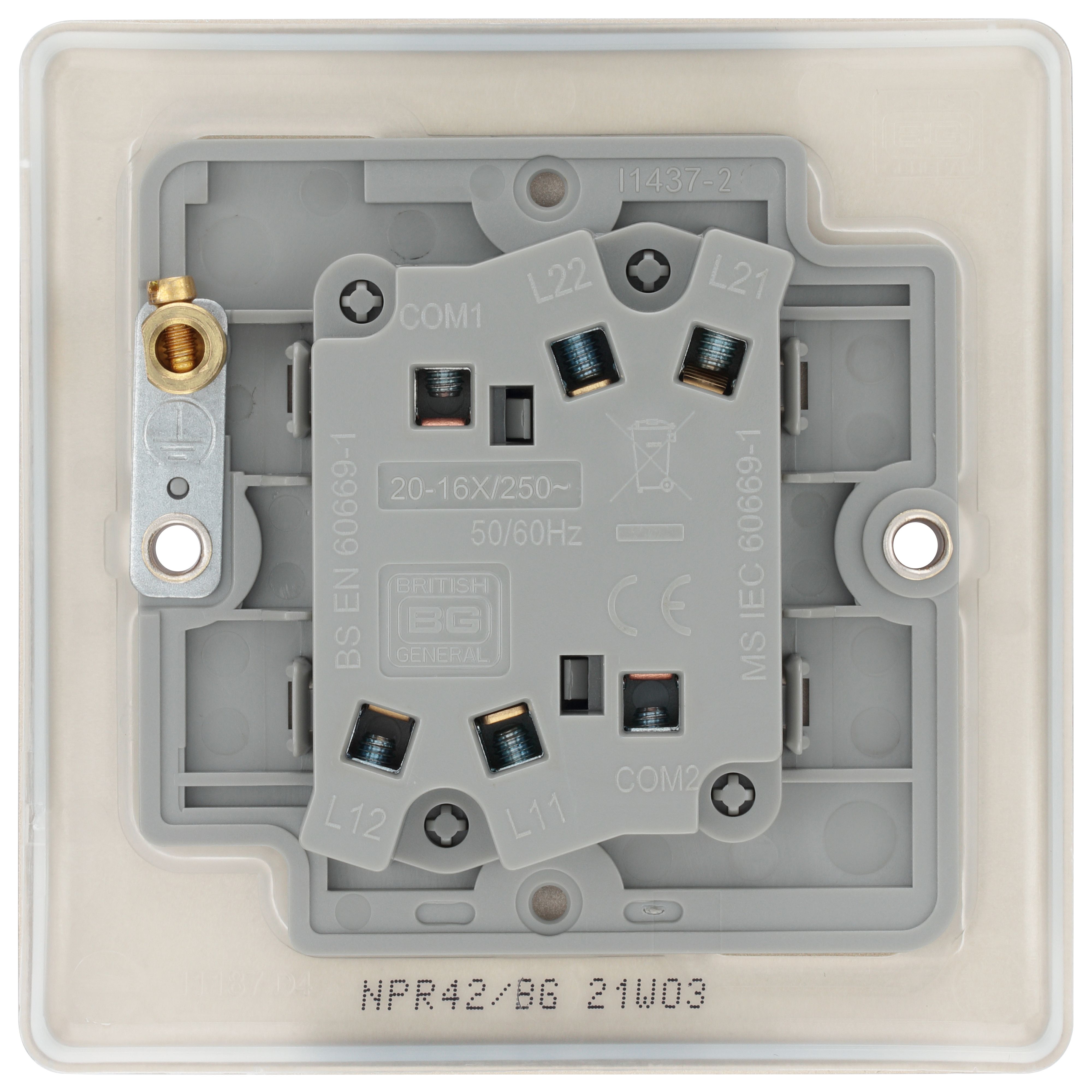 BG Nickel 20A 2 way 2 gang Light Switch