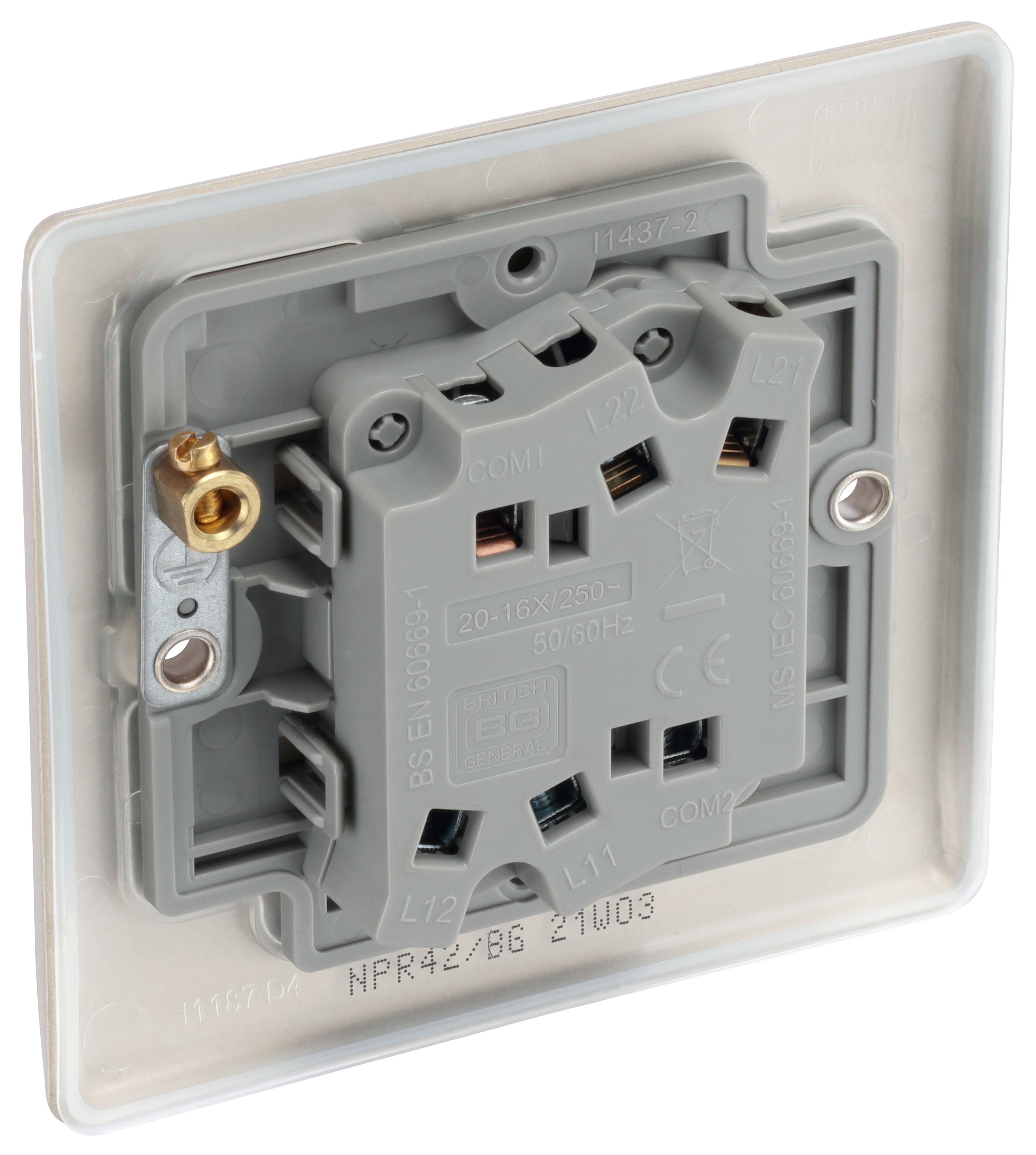 BG Nickel 20A 2 way 2 gang Light Switch