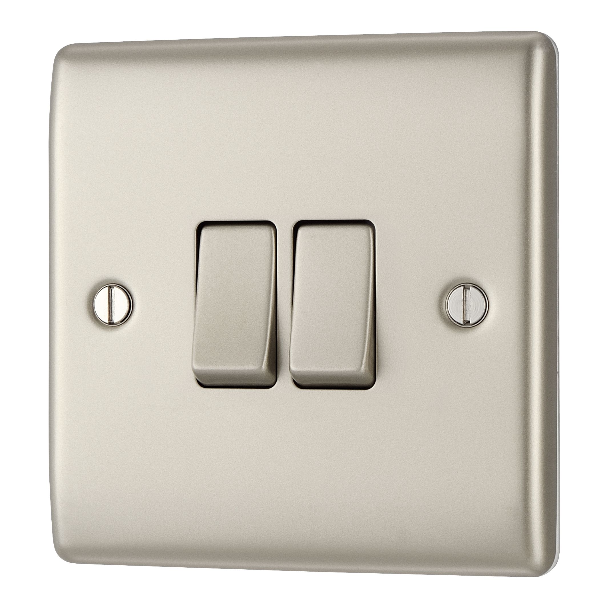 BG Nickel 20A 2 way 2 gang Raised slim Double light Switch | DIY at B&Q