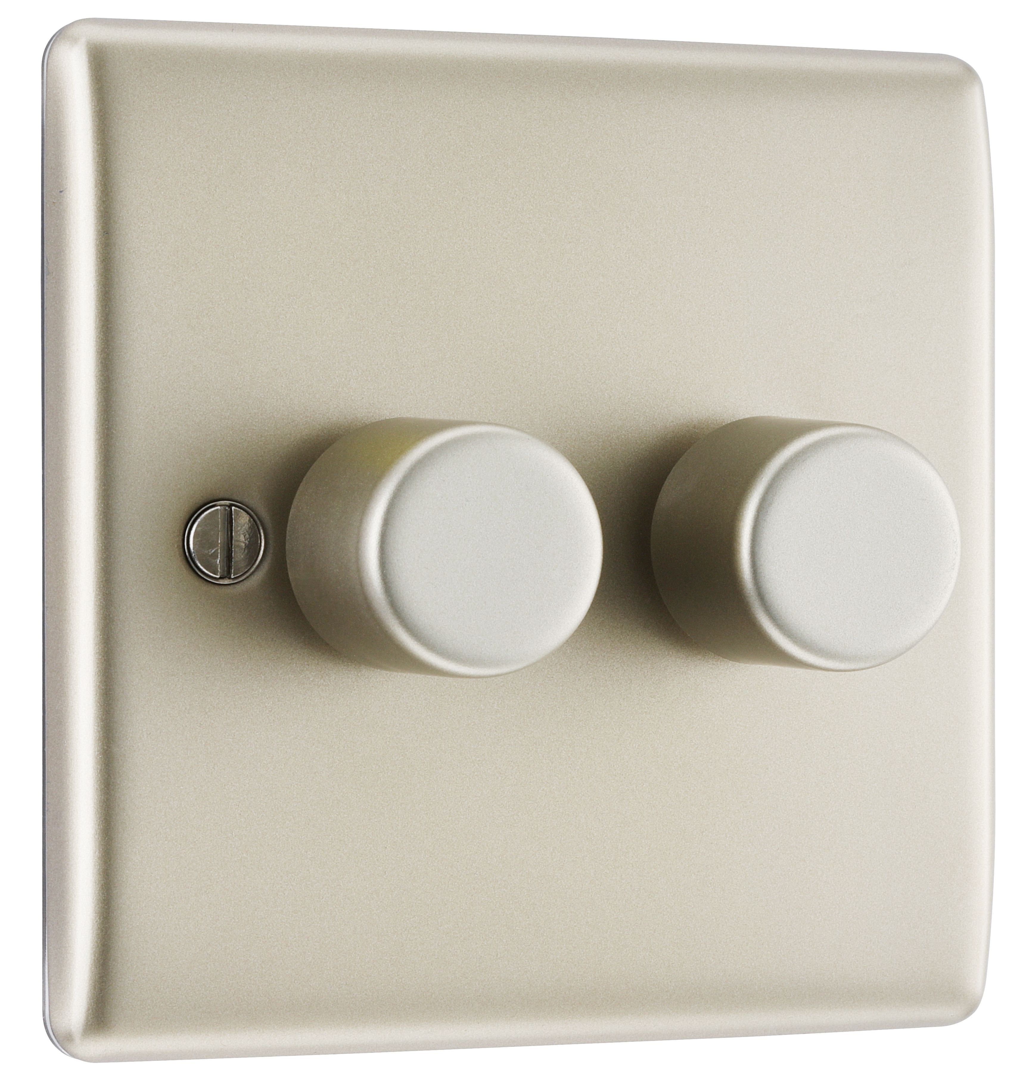 BG Nickel profile Double 2 way 400W Dimmer switch