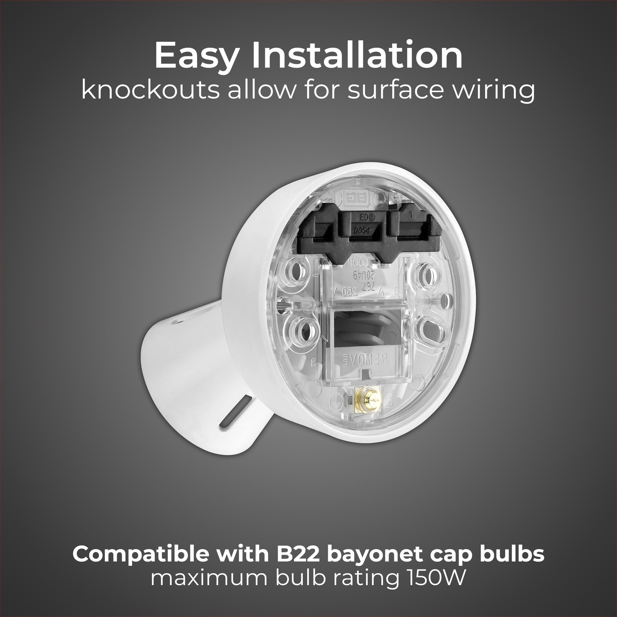 BG White Bayonet cap (B22) Angled Batten lampholder 767