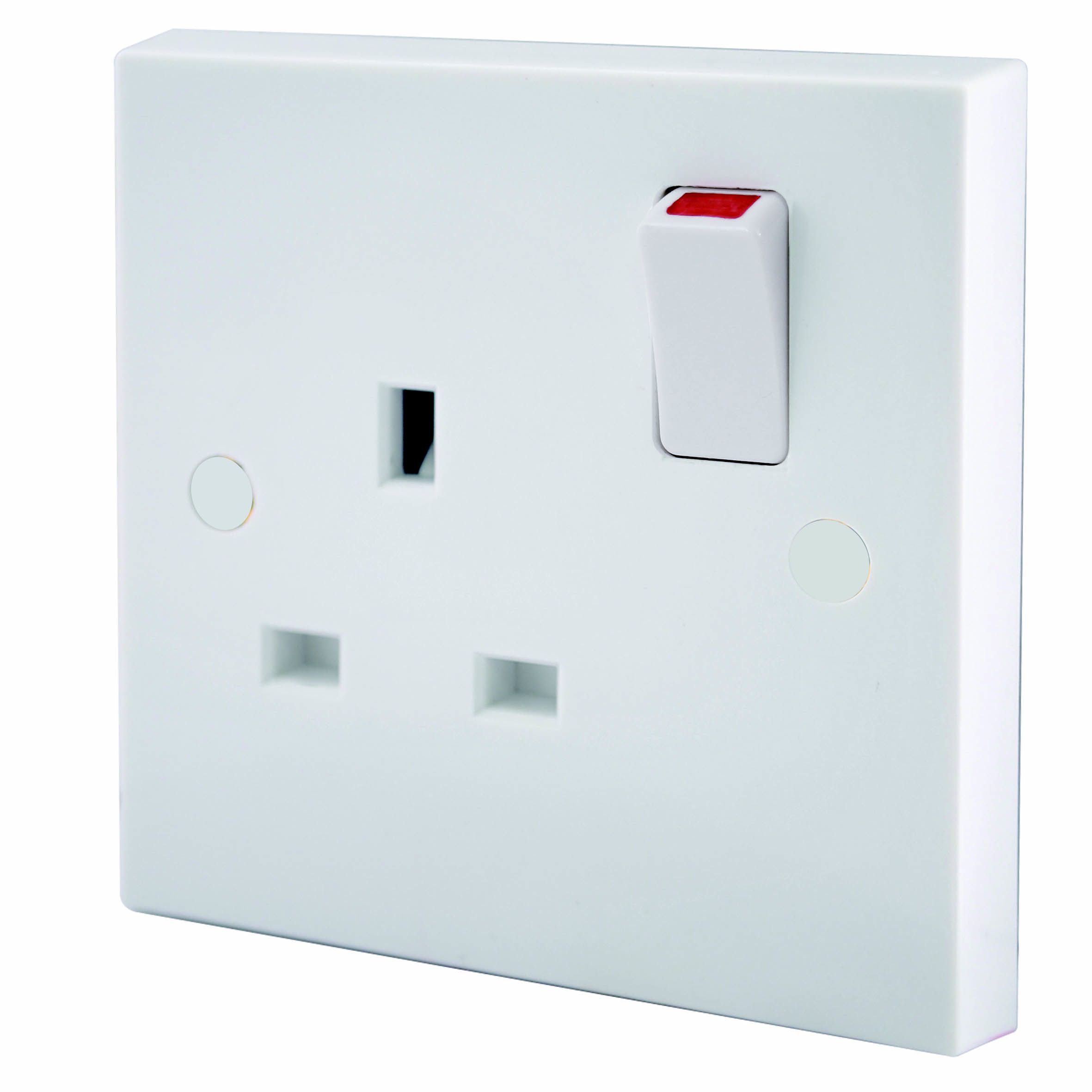 BG White Single 13A Socket & White inserts | DIY at B&Q
