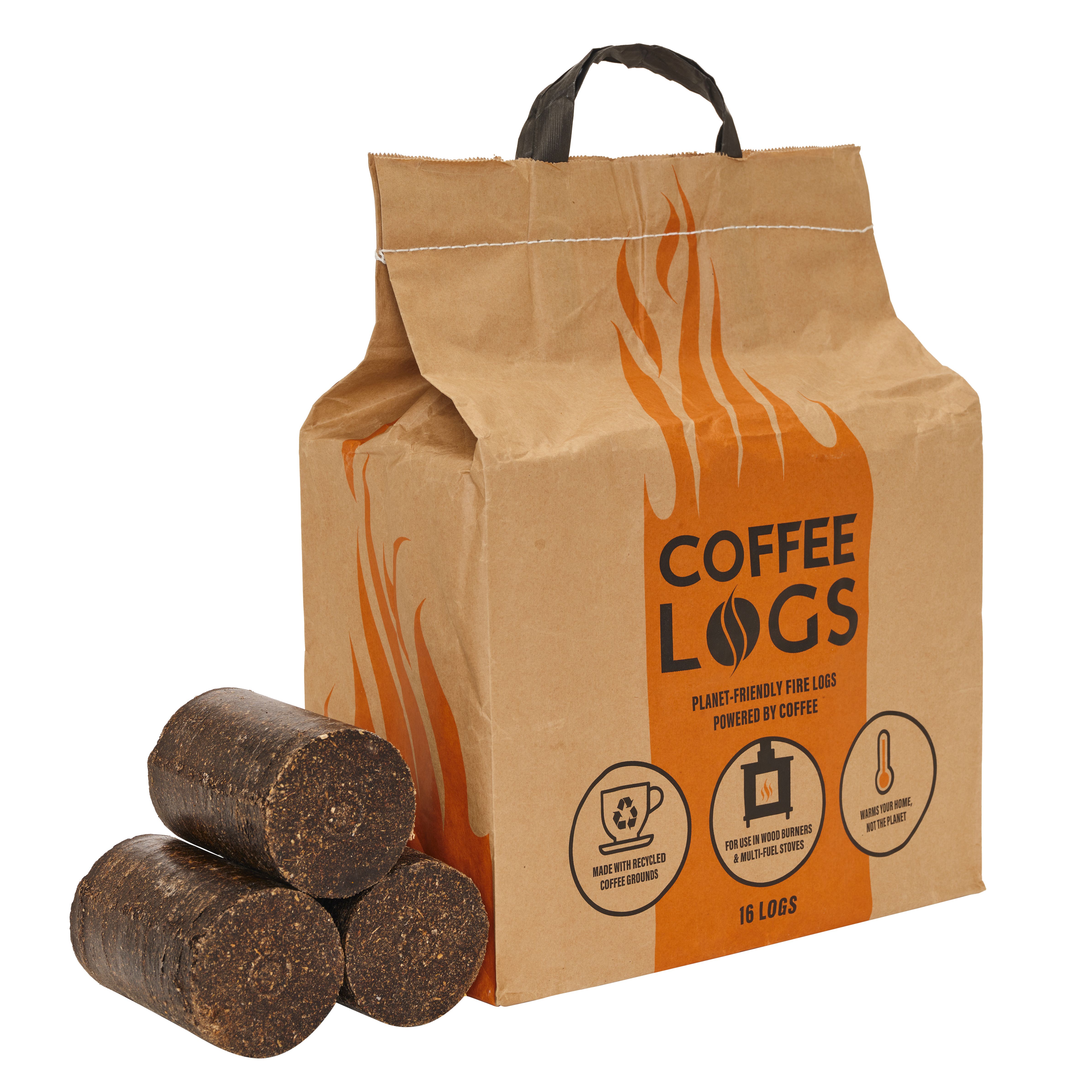 bio-bean Coffee log 8kg, Pack of 16 | DIY at B&Q