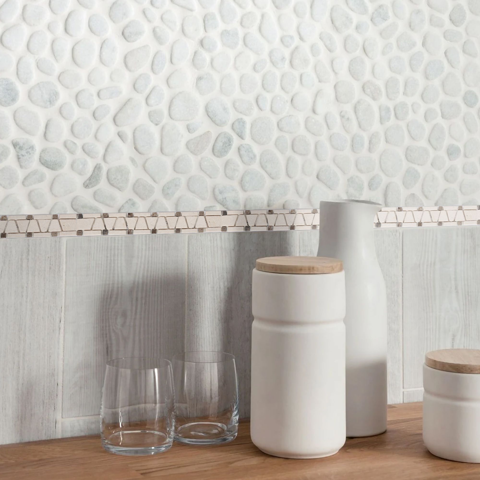 Bizance Beige Flat Natural stone Border tile, (L)300mm (W)50mm at B&Q