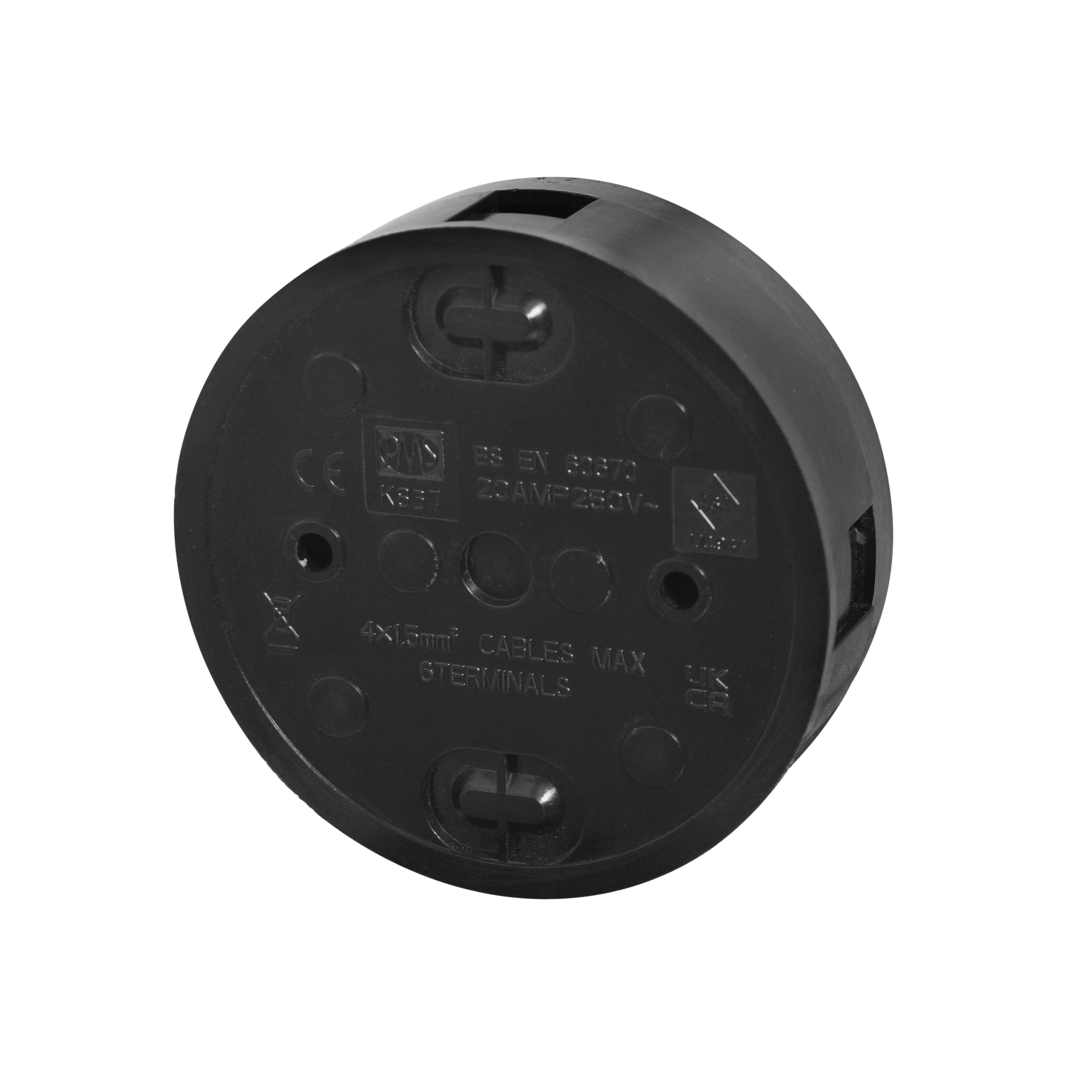 Black 20A 1 way 6-terminal Junction box | DIY at B&Q