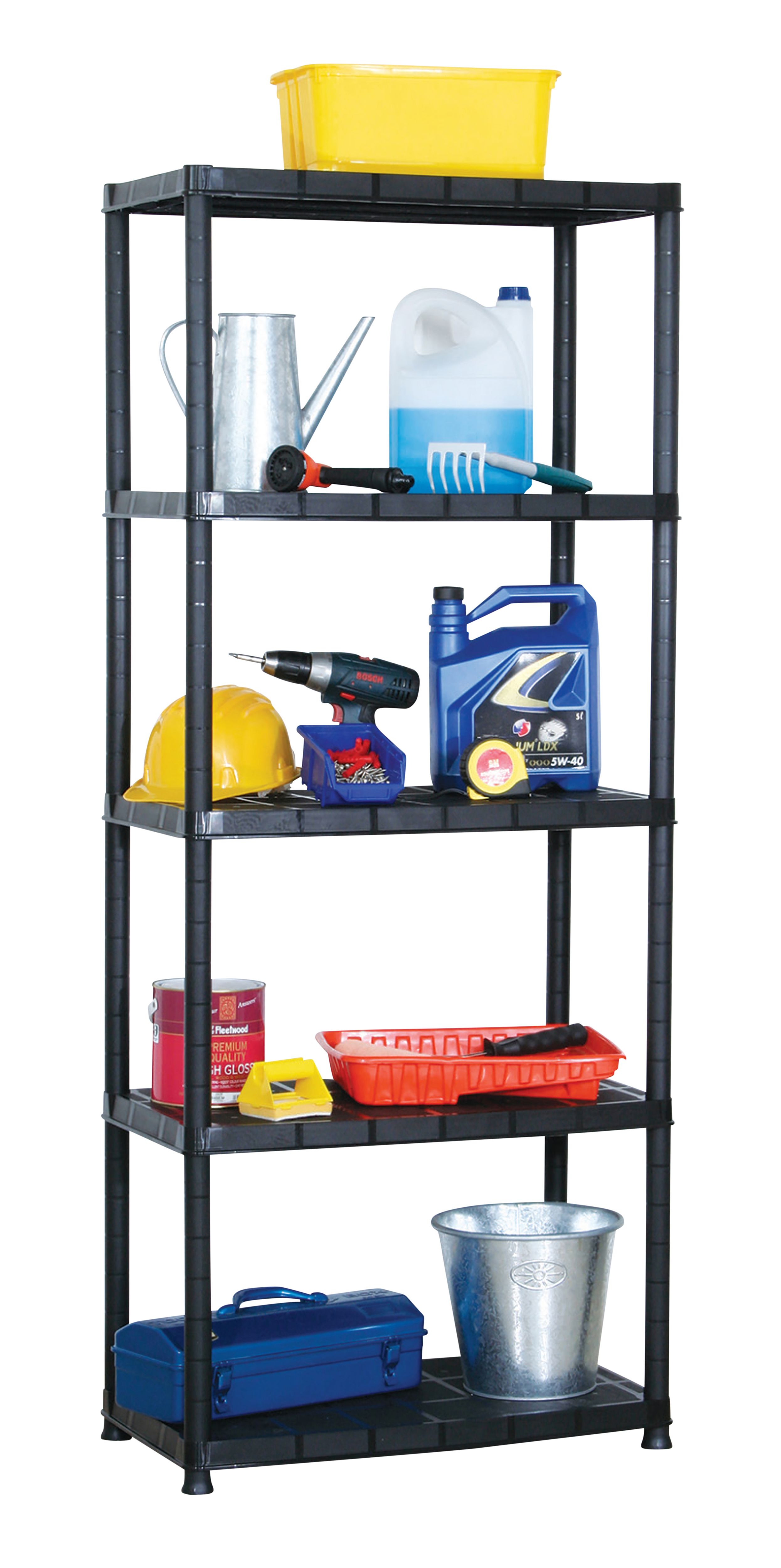 Black 5 shelf Plastic Shelving unit (H)1700mm (W)710mm
