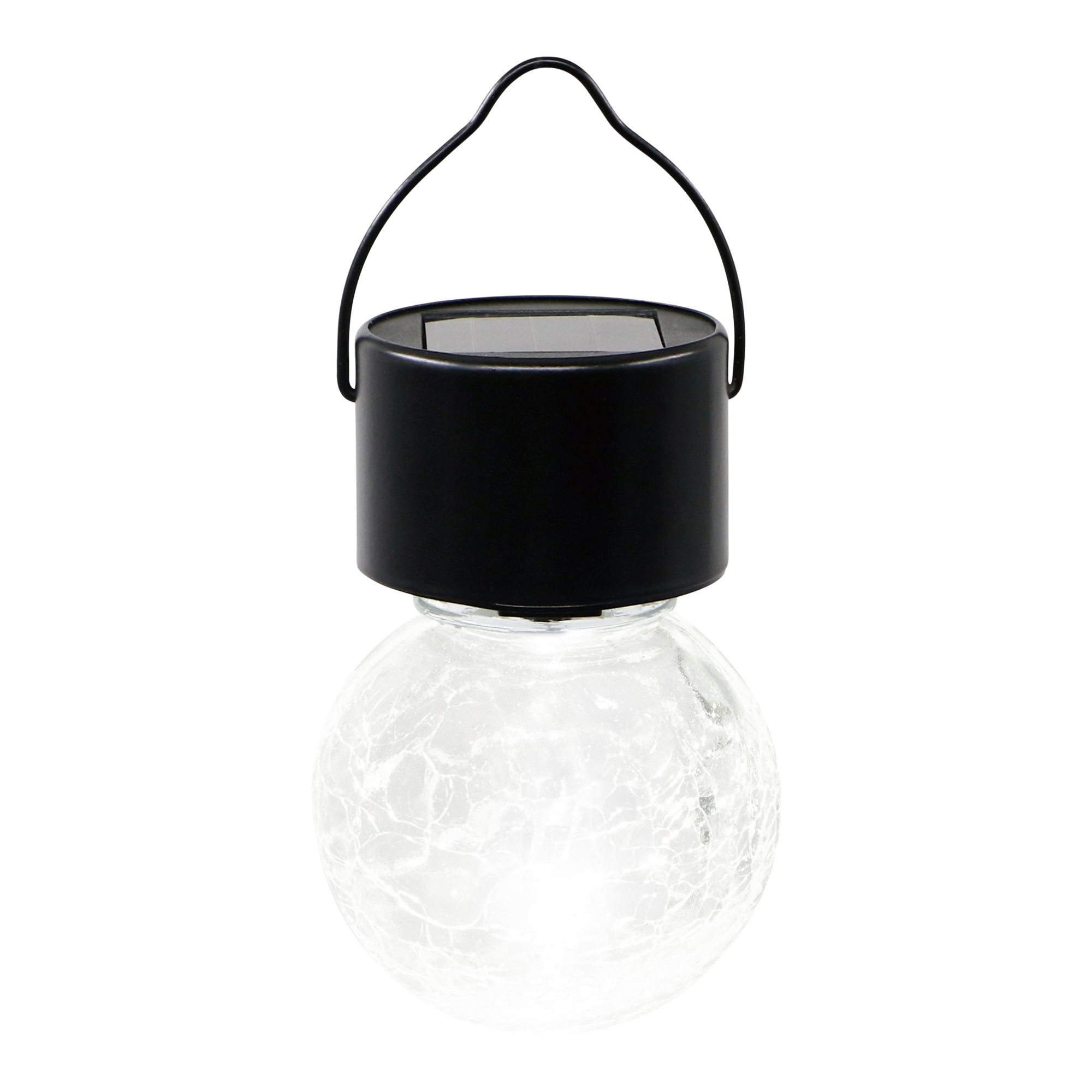 Black & clear Crackle glass Solar-powered Integrated LED Outdoor ...