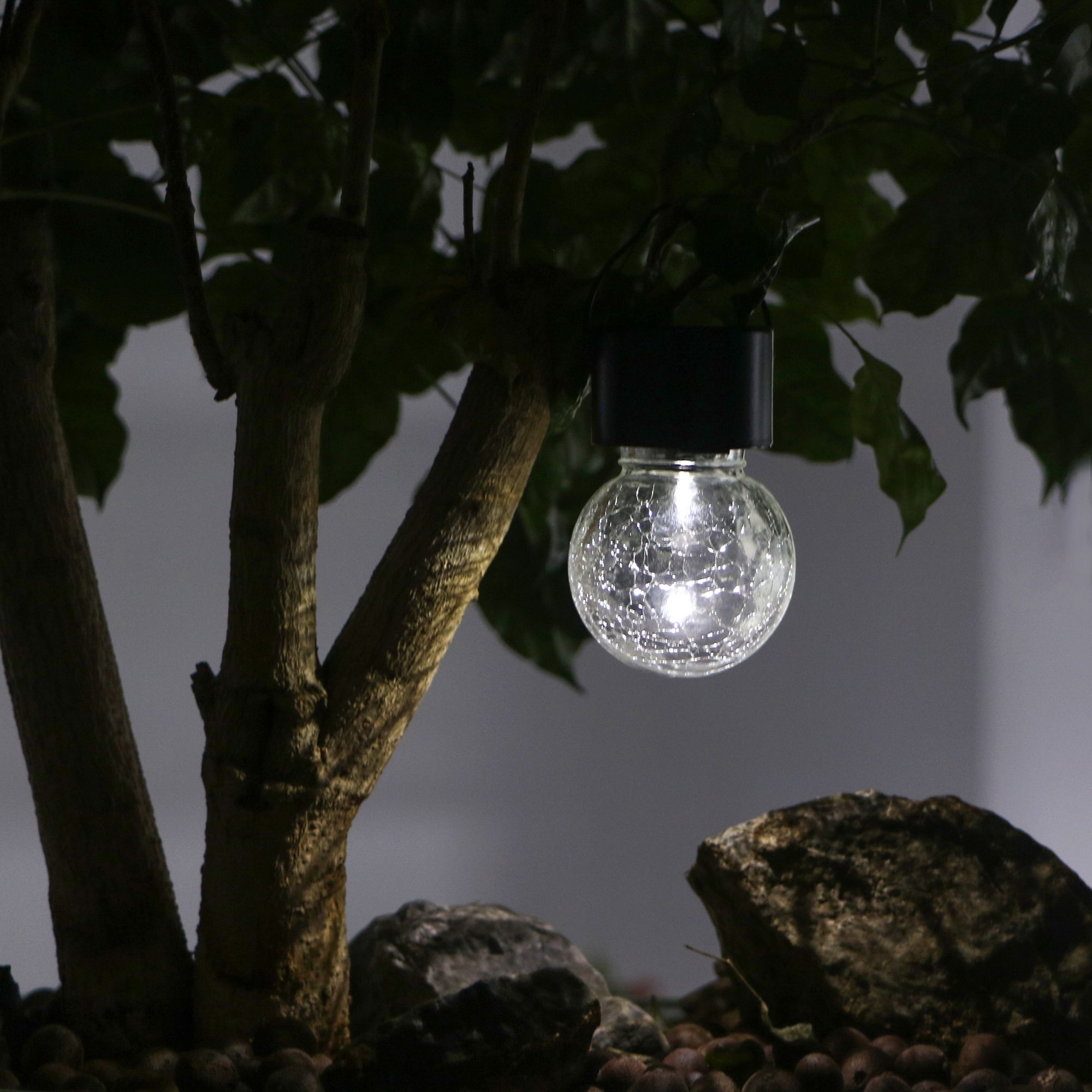 Black & clear Crackle glass Solar-powered Integrated LED Outdoor ...